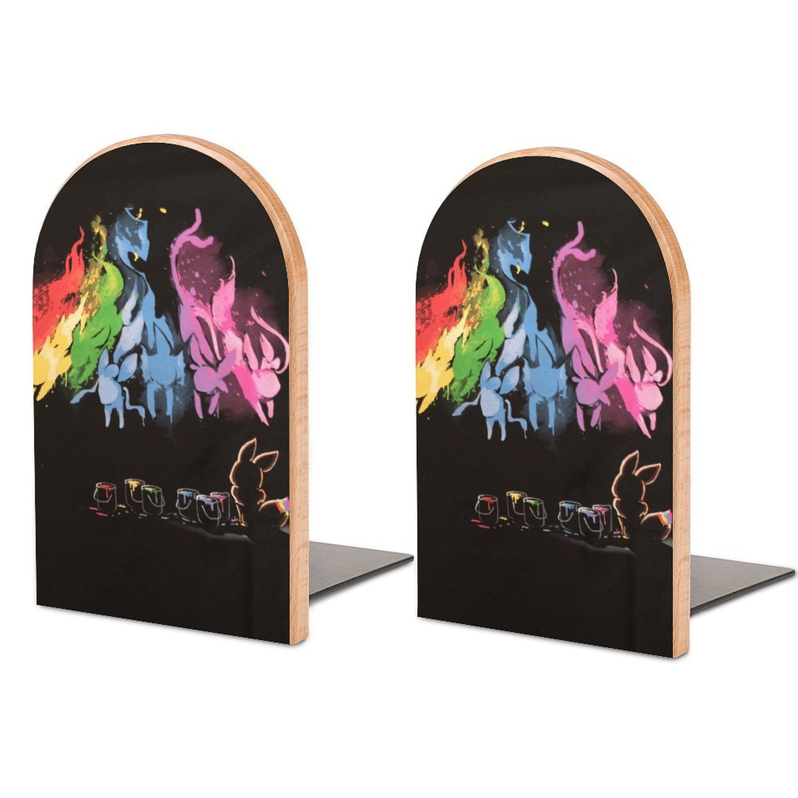Coolest Pokemon Painting Book Ends,Wood Bookend,Bookend for Shelves ...