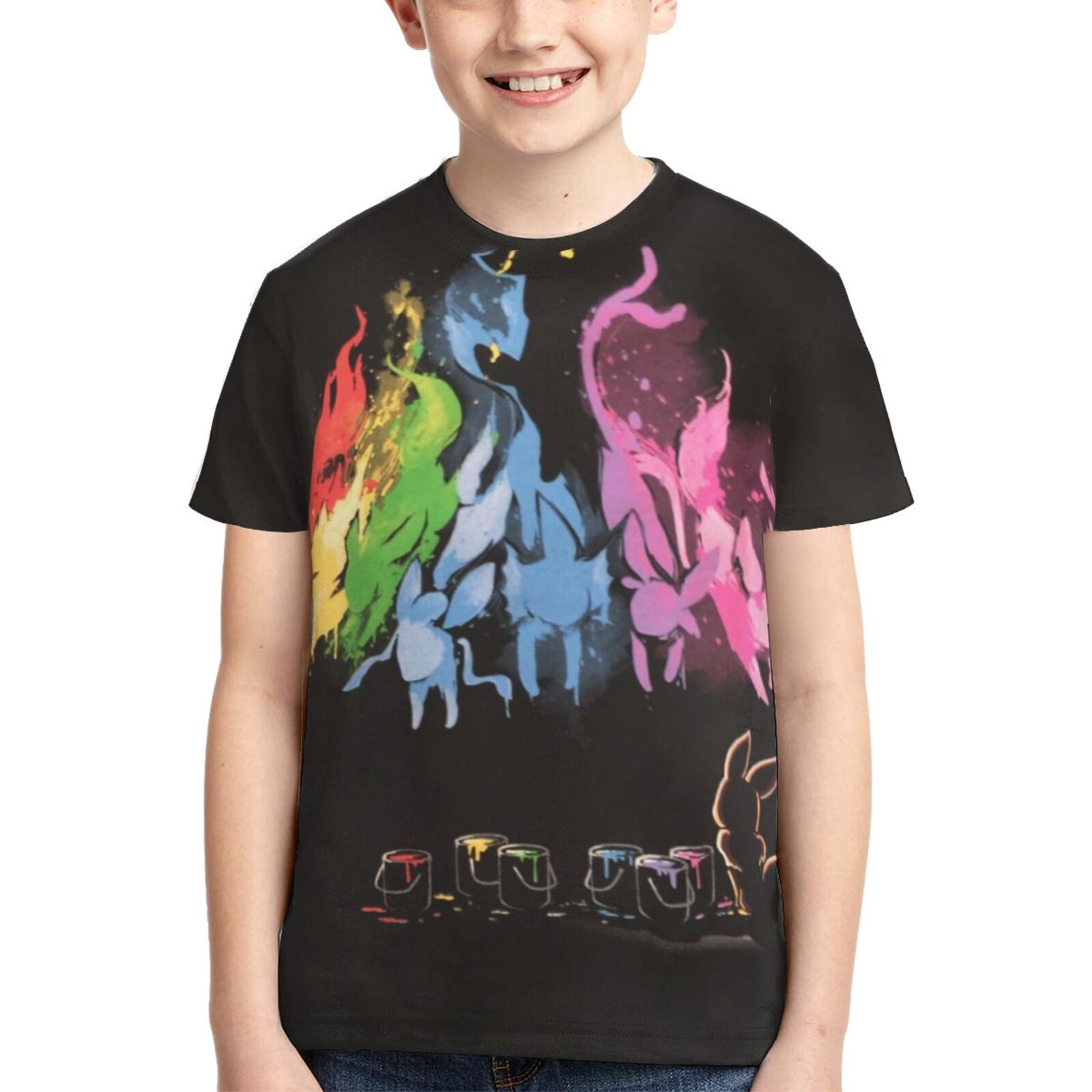 Coolest Pokemon painting T-Shirt for Boys Girls Graphic Tees - Soft ...