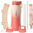 Coolflask 32 oz Insulated Water Bottle with Strap, Stainless Steel ...