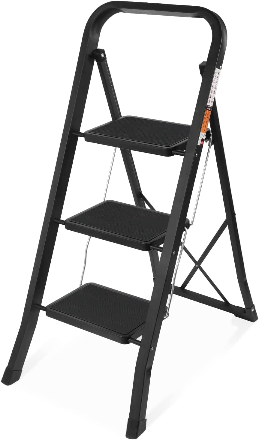 Coolhut 3-Step Strong In-Home Heavy Duty Ladder, Anti-Slip Pedal ...