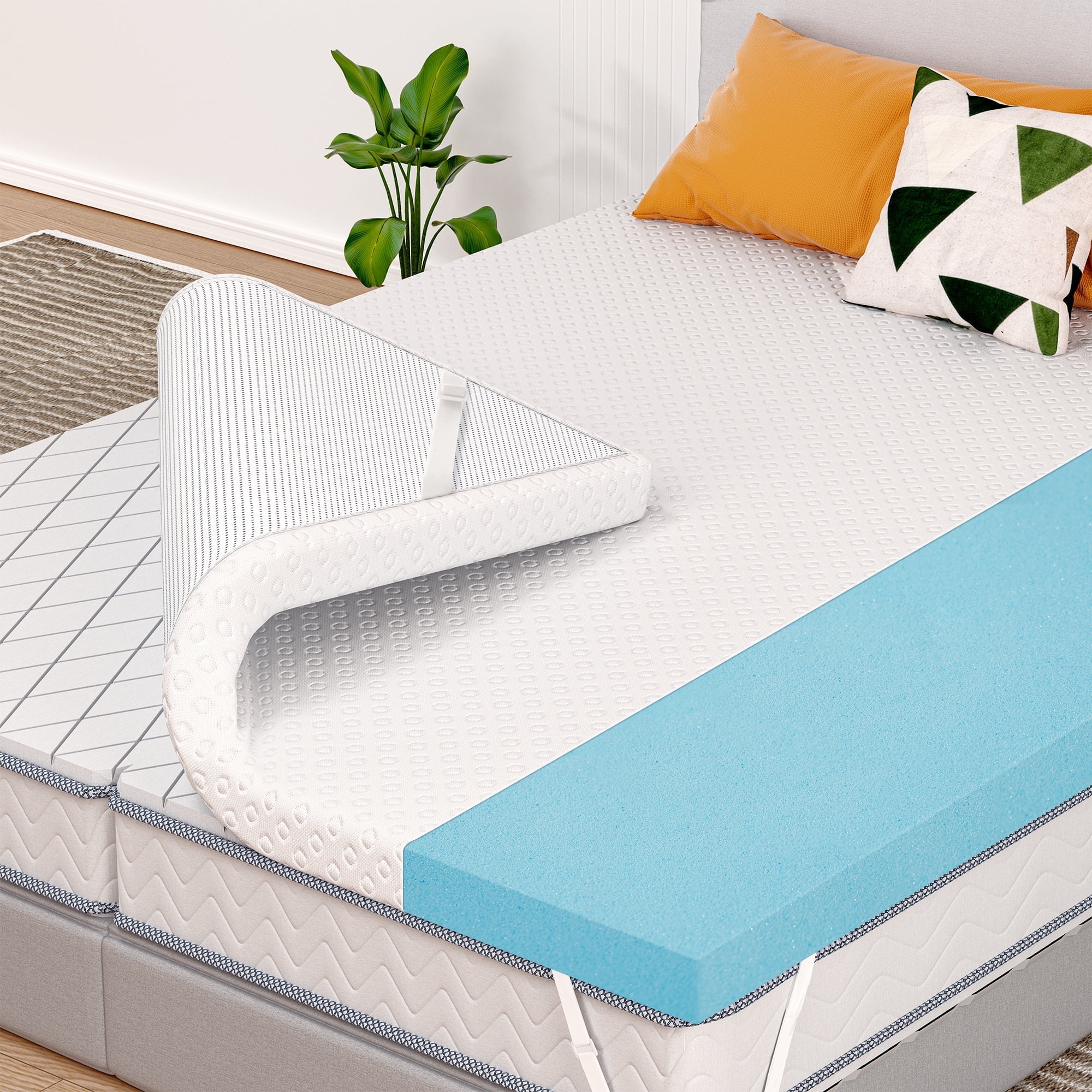 Coolhut 3 inch Gel Memory Foam Mattress Topper, Cooling Bed Topper for ...