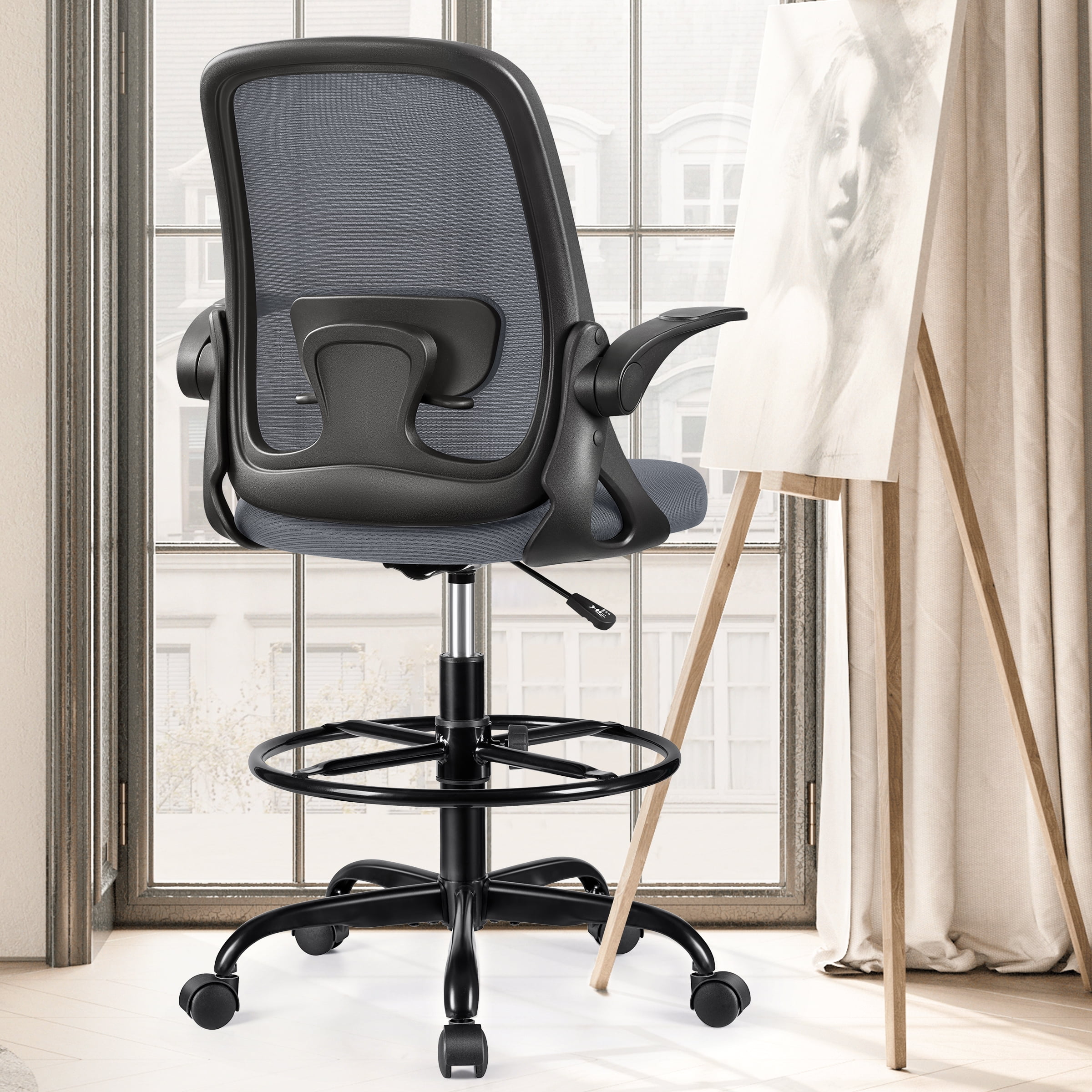 Coolhut Drafting Chair, Ergonomic Home Office Desk Chairs with Lumbar ...