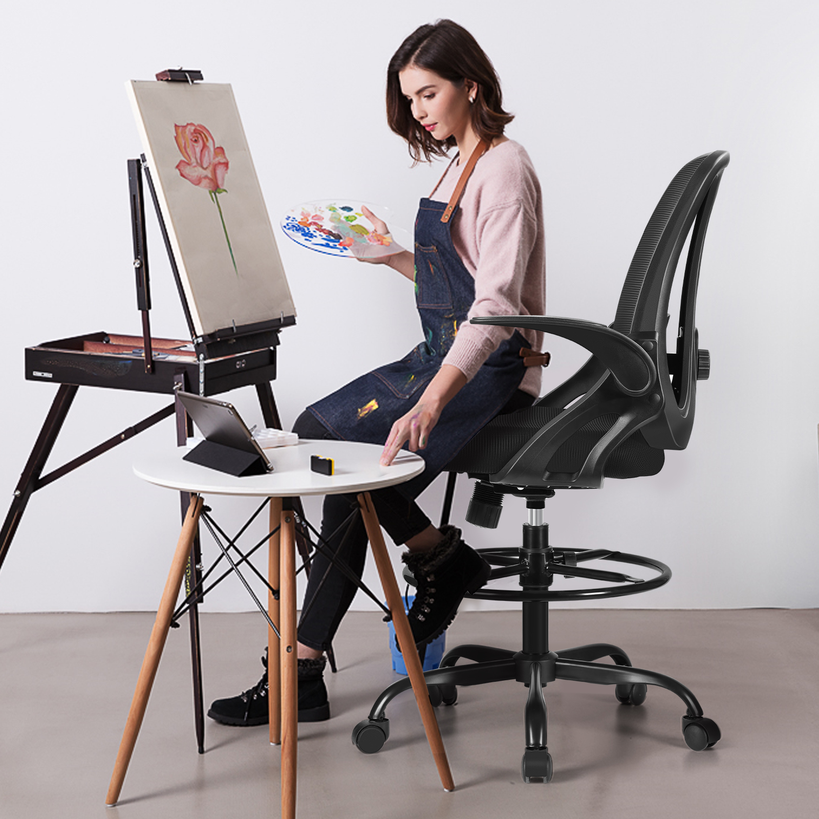 Coolhut Drafting Chair Tall Office Chair ith Lumbar Support and ...