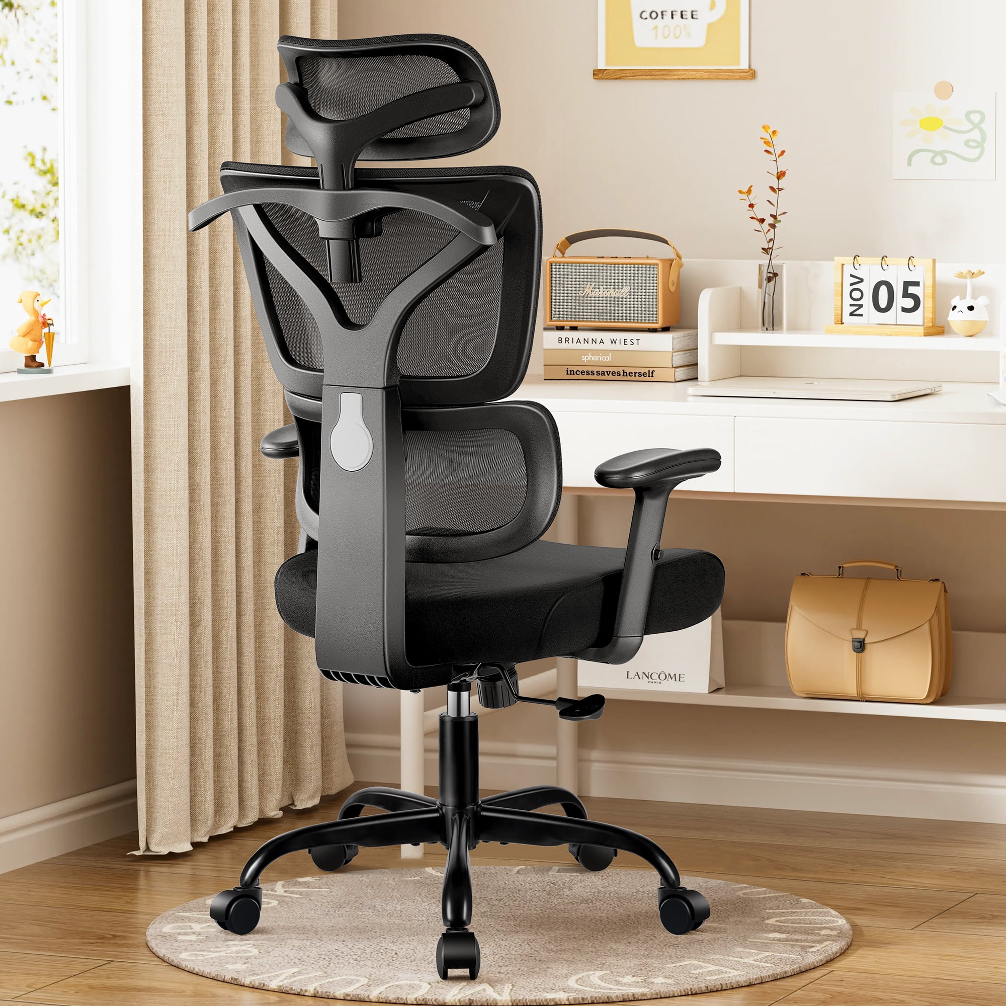 Coolhut Ergonomic Office Chair with Lumbar Support Breathable Mesh ...