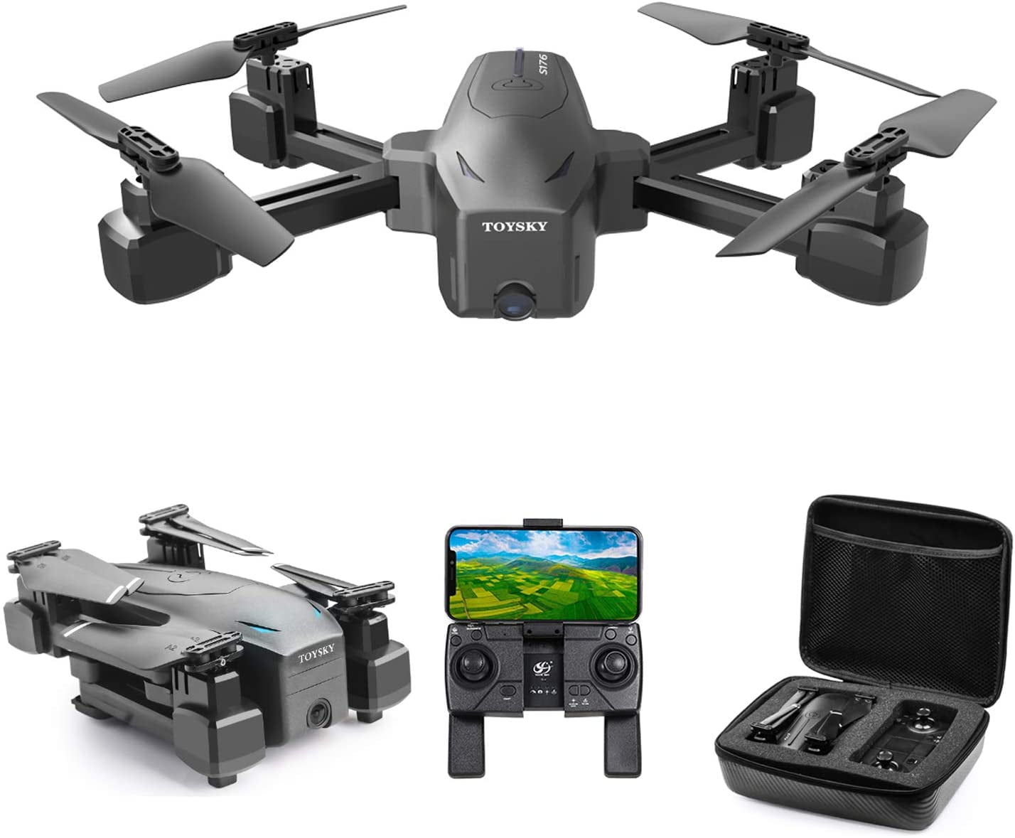 Cooligg S176 Selfie Drone 4K GPS HD Dual Camera 5G FPV Foldable Aircraft RC Quadcopter Black