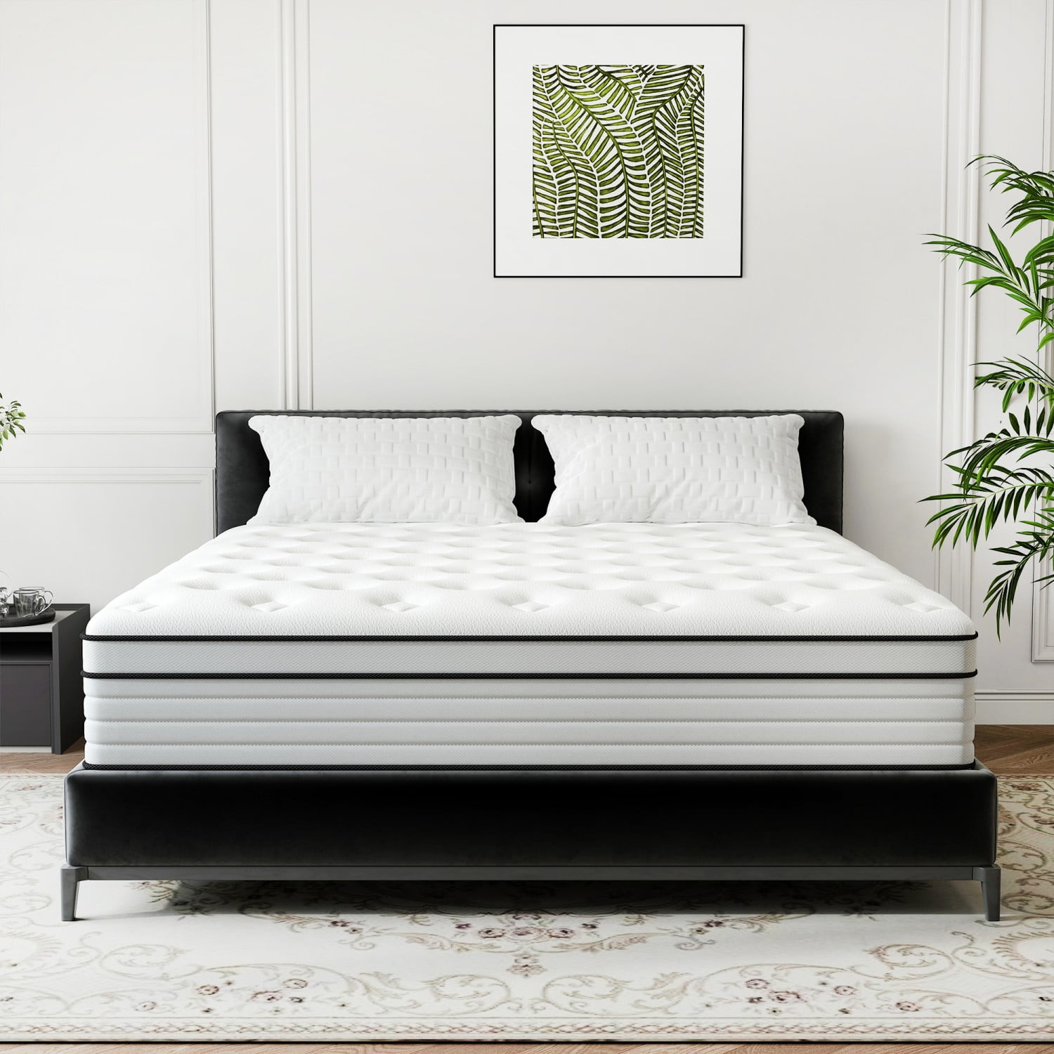 Cooling Airflow 14 inch Twin Hybrid Mattress Moderately Firm Feel in a ...