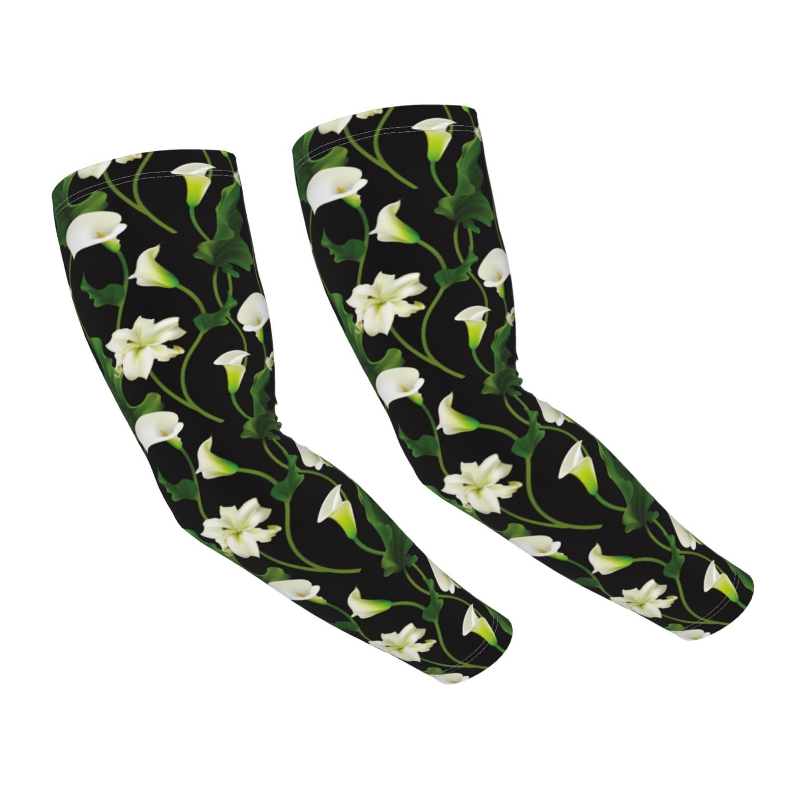 Cooling Arm Sleeves For Men And Women, Calla Lily Flowers Black Sleeves ...