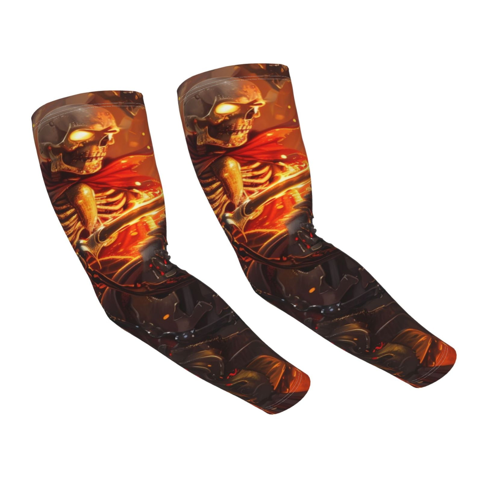 Cooling Arm Sleeves for Men/Women/Youth - Halloween Flame Skeleton ...