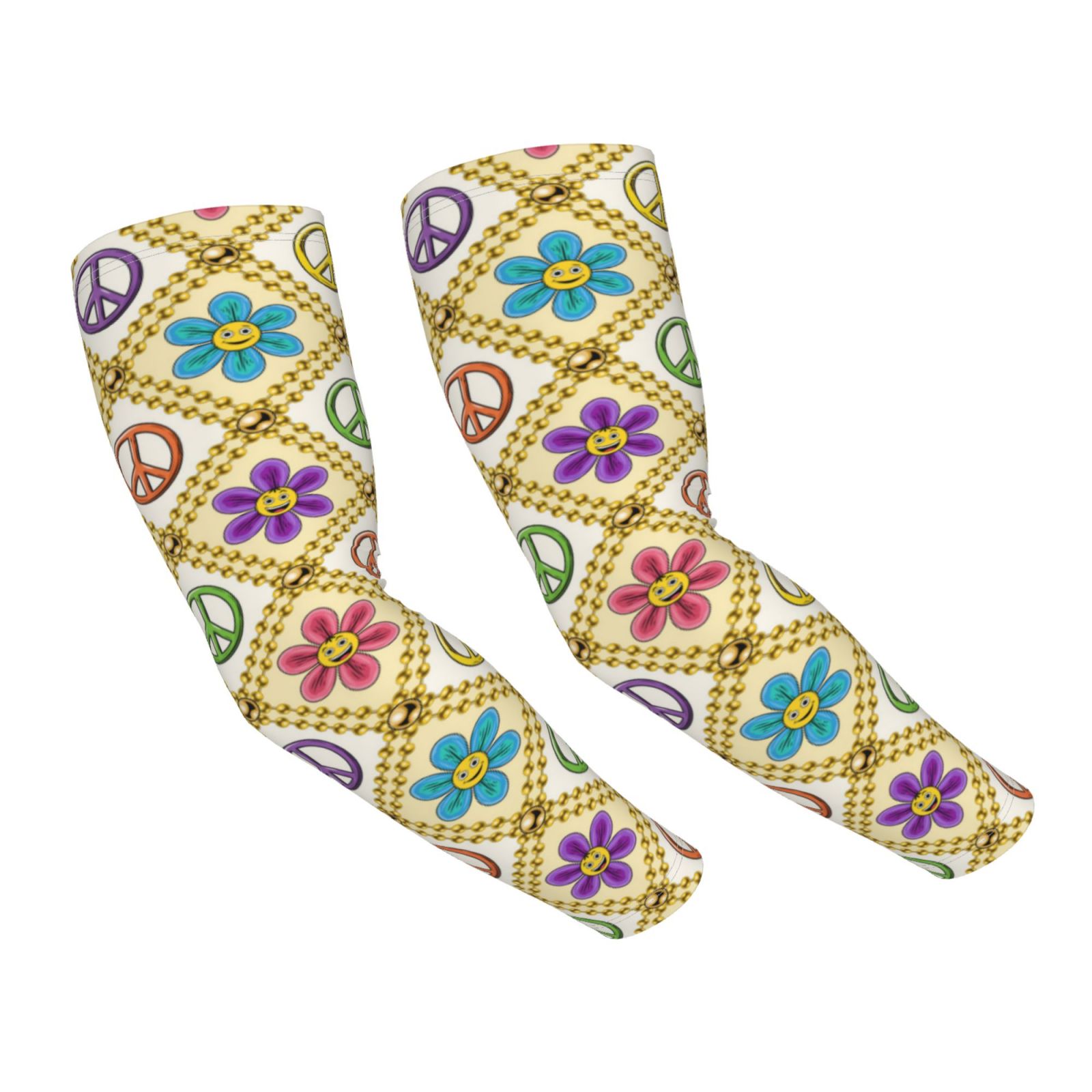 Cooling Arm Sleeves for Men and Women peace sign chamomile golden ...