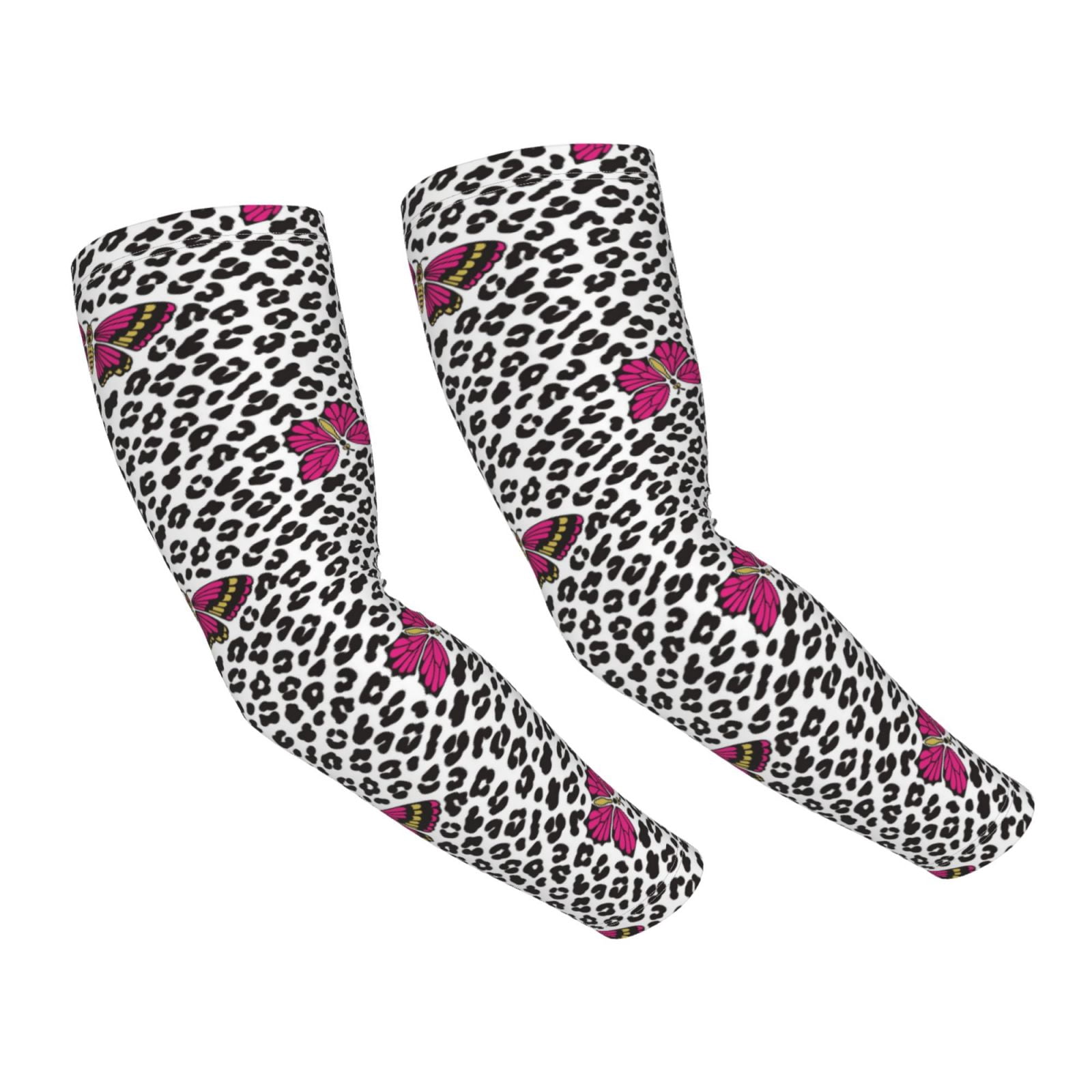 Cooling Arm Sleeves for Men and Women pink butterfly Leopard print ...