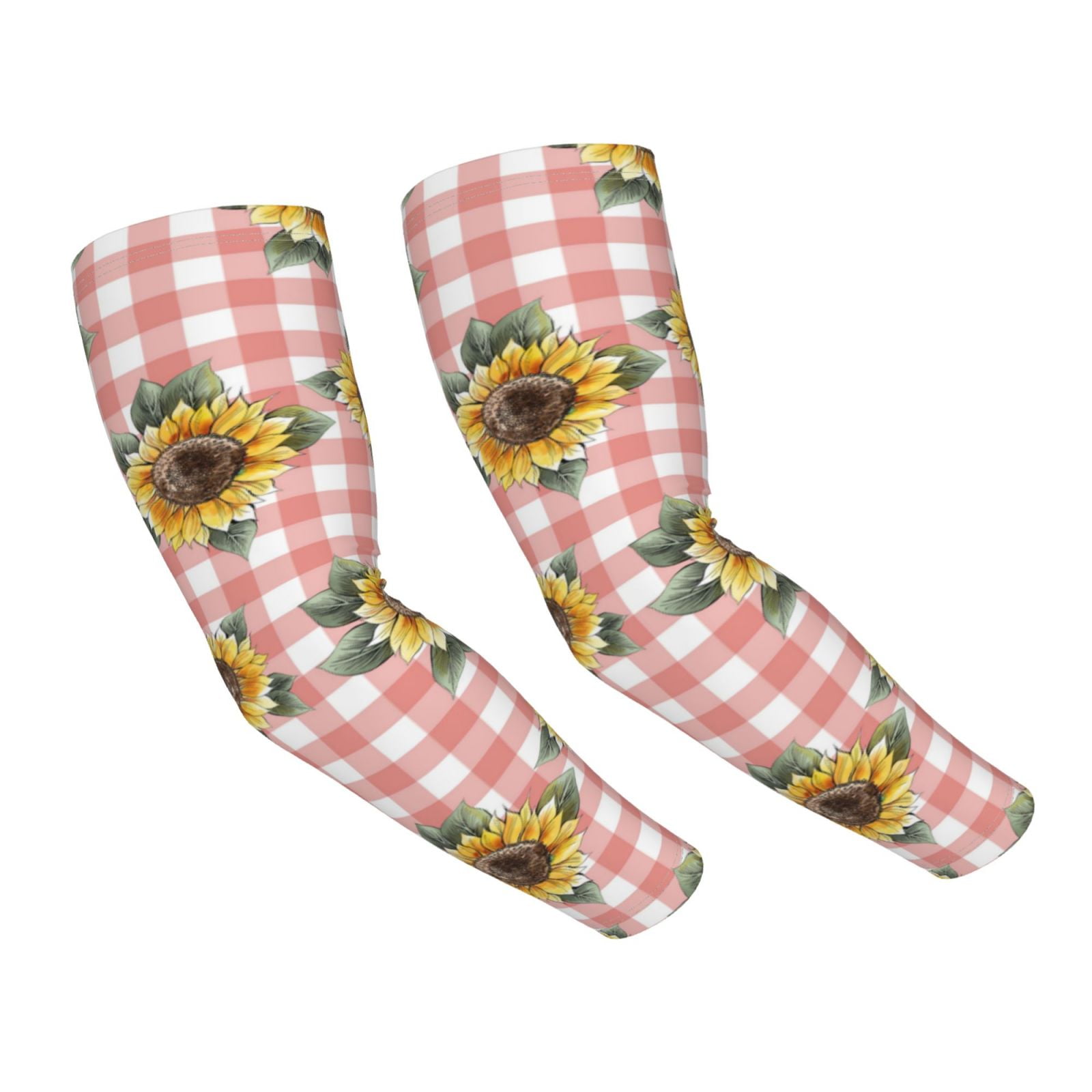 Cooling Arm Sleeves for Men and Women sunflowers checkered pink plaid ...