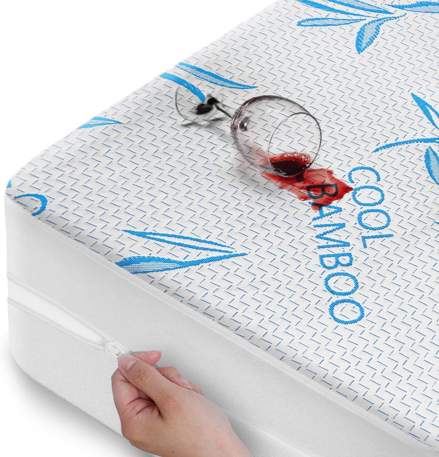 Cooling Bamboo Rayon Mattress Protector with Zipper - 100% Waterproof ...