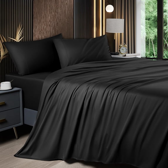 [Cooling Bamboo Sheets] Silky Soft 4pcs Bamboo Bed Sheet Set, Cooling ...