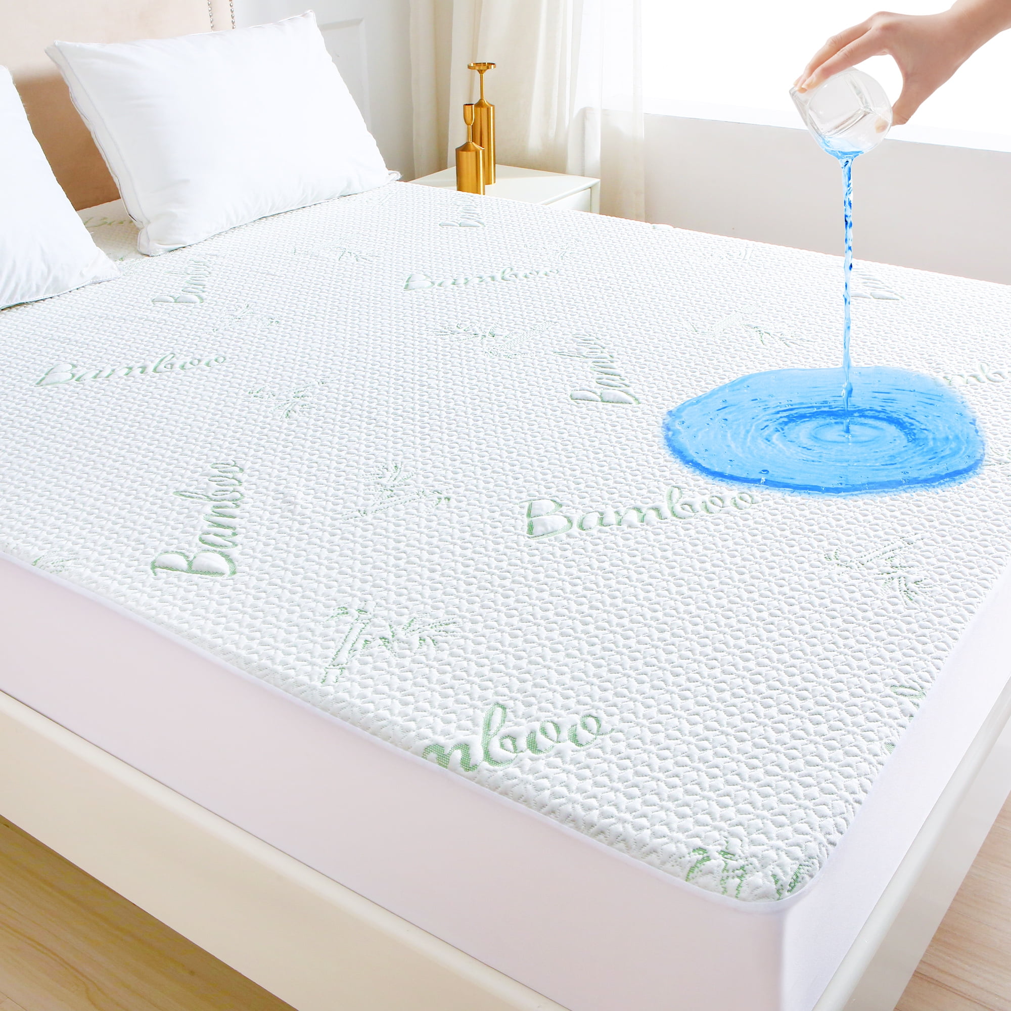 GOONIK Soft Bamboo Cooling Waterproof Mattress Protector Twin Size, 3D ...