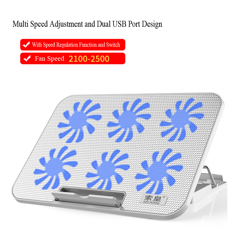 Cooling Base Laptop Cooling Pad Gaming Laptop Stand Cooler Six Fan Two ...