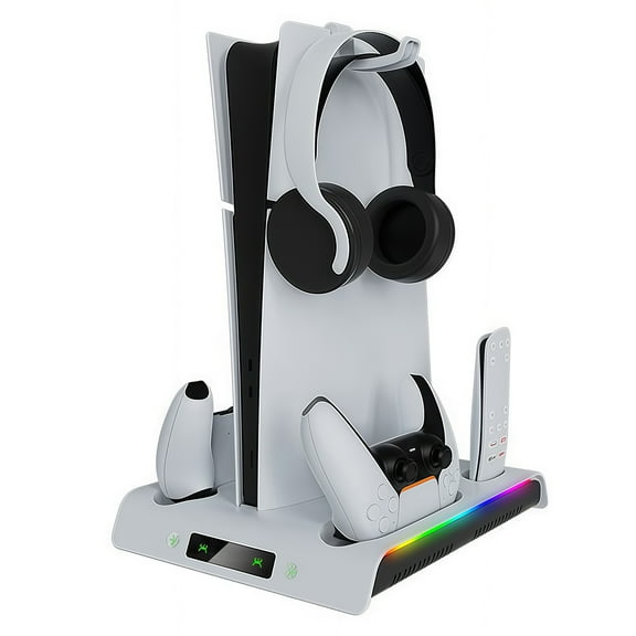 RGB Cooling Stand for PS5 Slim Console with Charging Dock for PS Portal ...