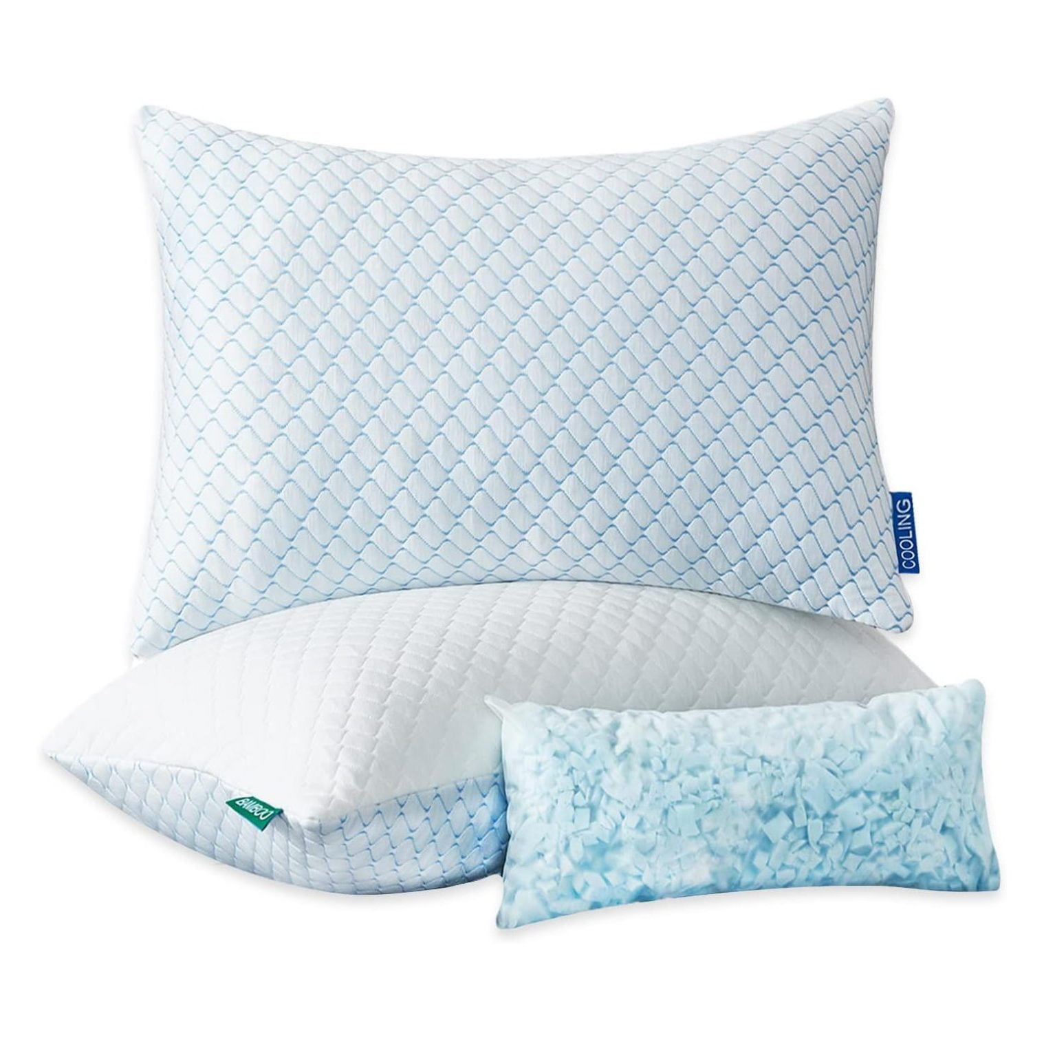 Cooling Bed Pillows for Sleeping 2 Pack Shredded - Adjustable Pillows ...