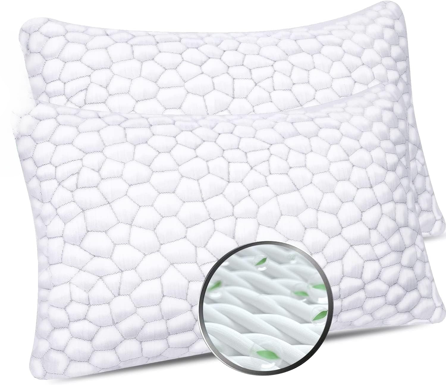 Cooling Bed Pillows for Sleeping 2 Pack Shredded Memory Foam Pillows Adjustable Cool Pillow for ...