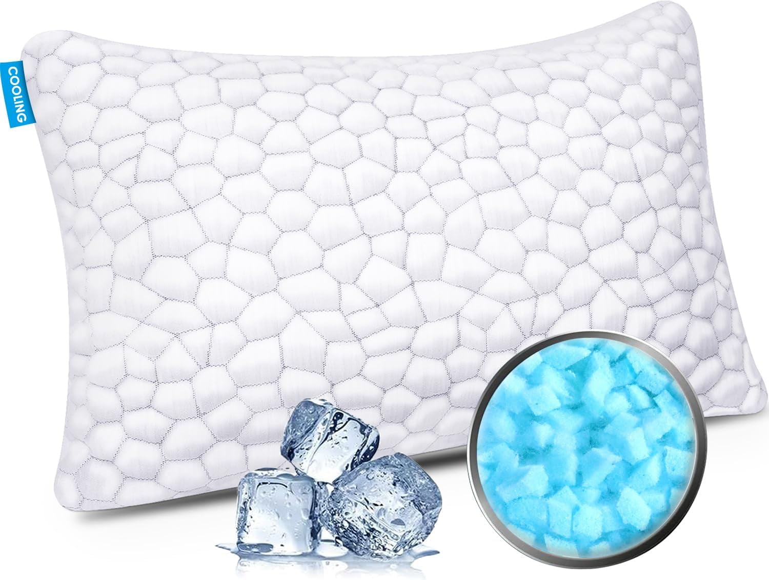 Cooling Bed Pillows for Sleeping 2 Pack Shredded Memory Foam Pillows Adjustable Cool Pillow for ...