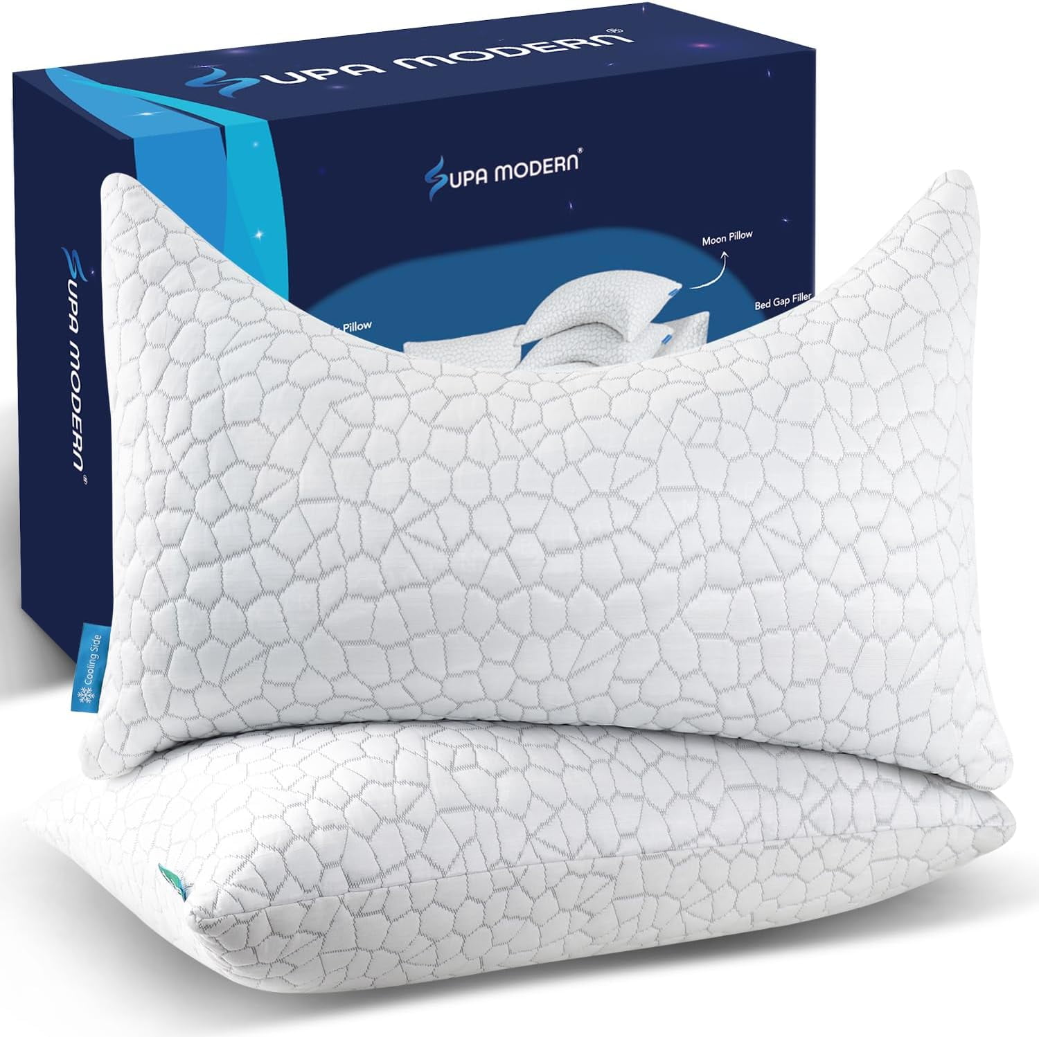 Cooling Bed Pillows for Sleeping 2 Pack Shredded Memory Foam Pillows ...