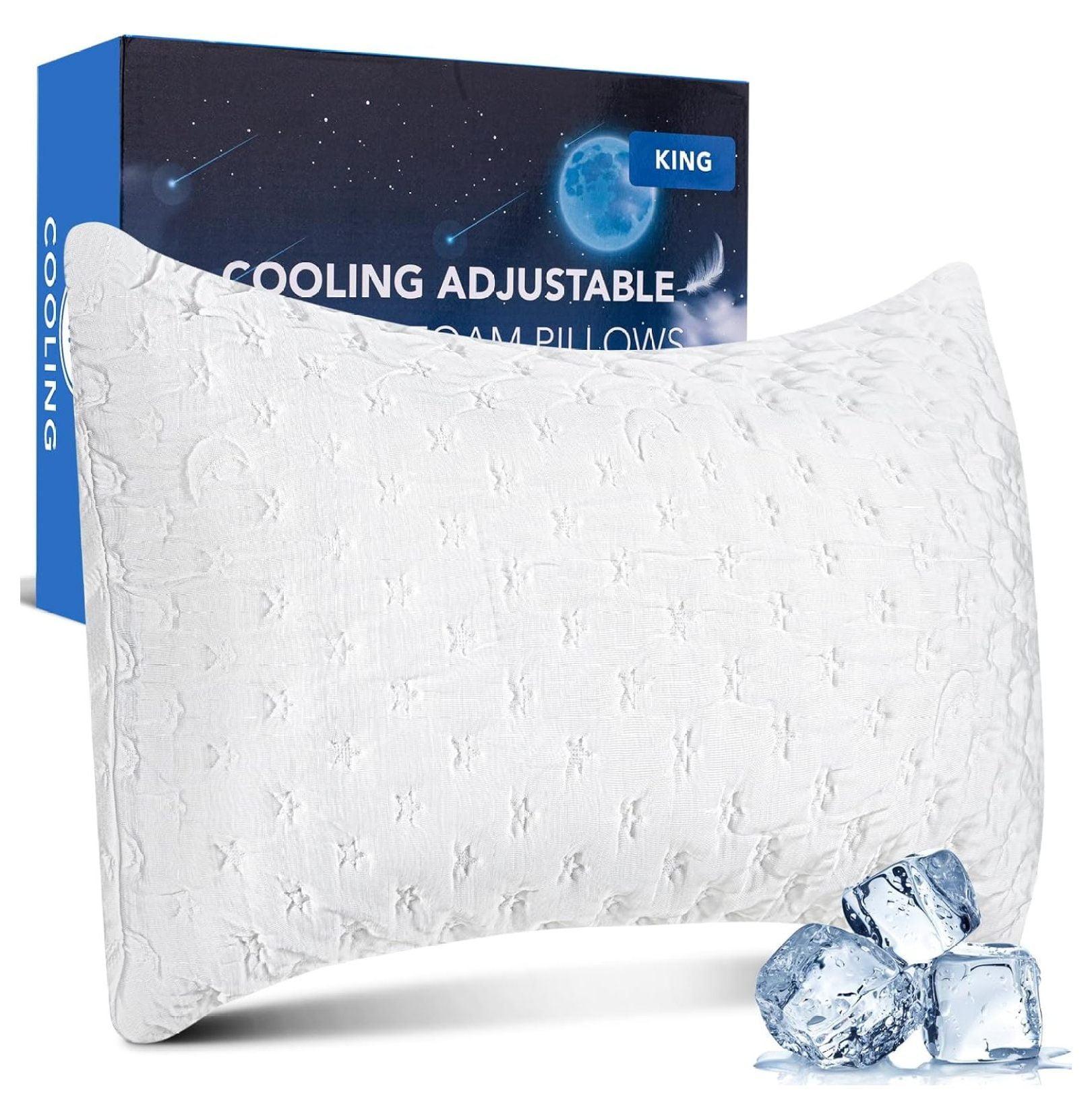 Cooling Bed Pillows for Sleeping Shredded Memory Foam Adjustable Cool ...