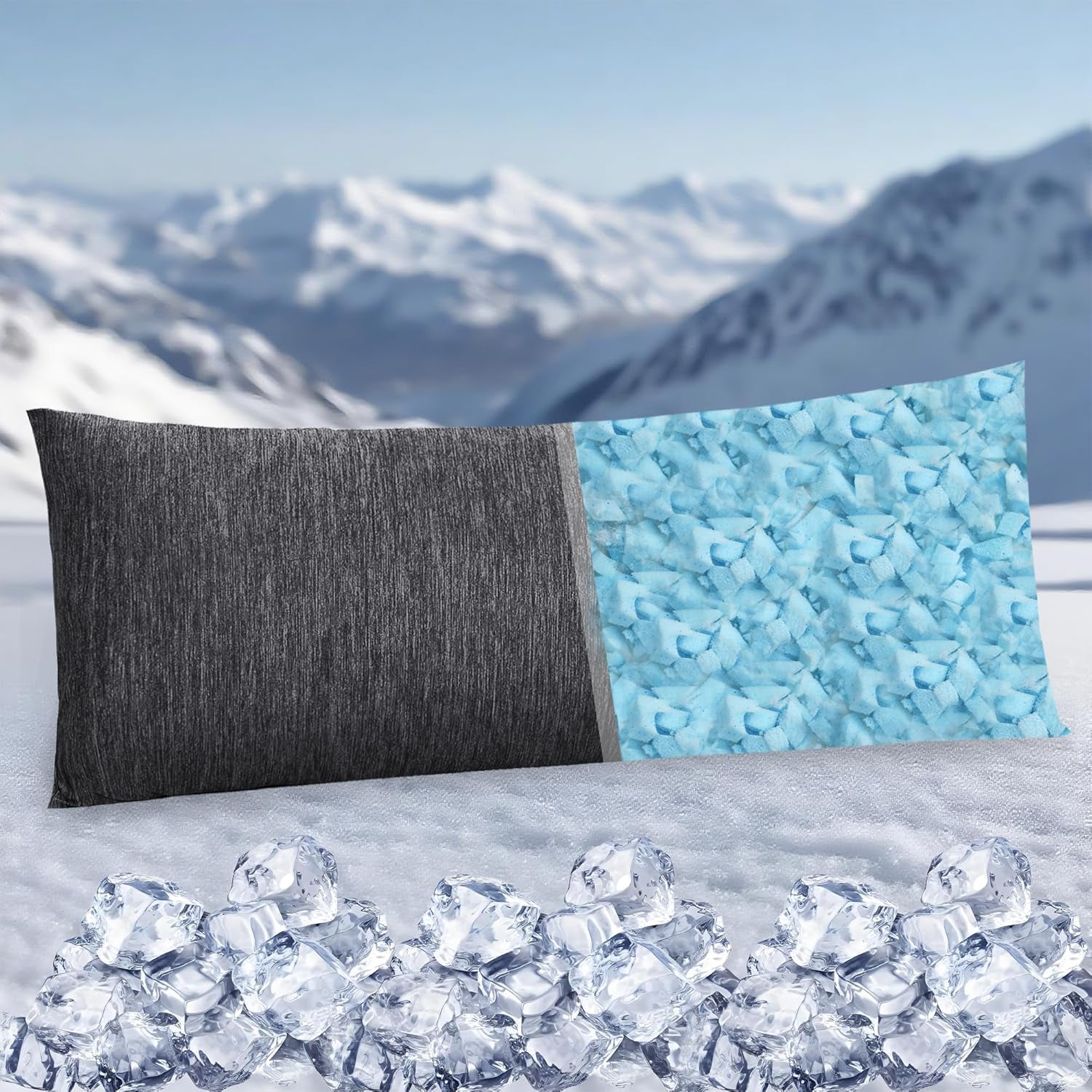 Cooling Body Pillow for Adults, 20x54 Inch Grey - Shredded Memory Foam ...