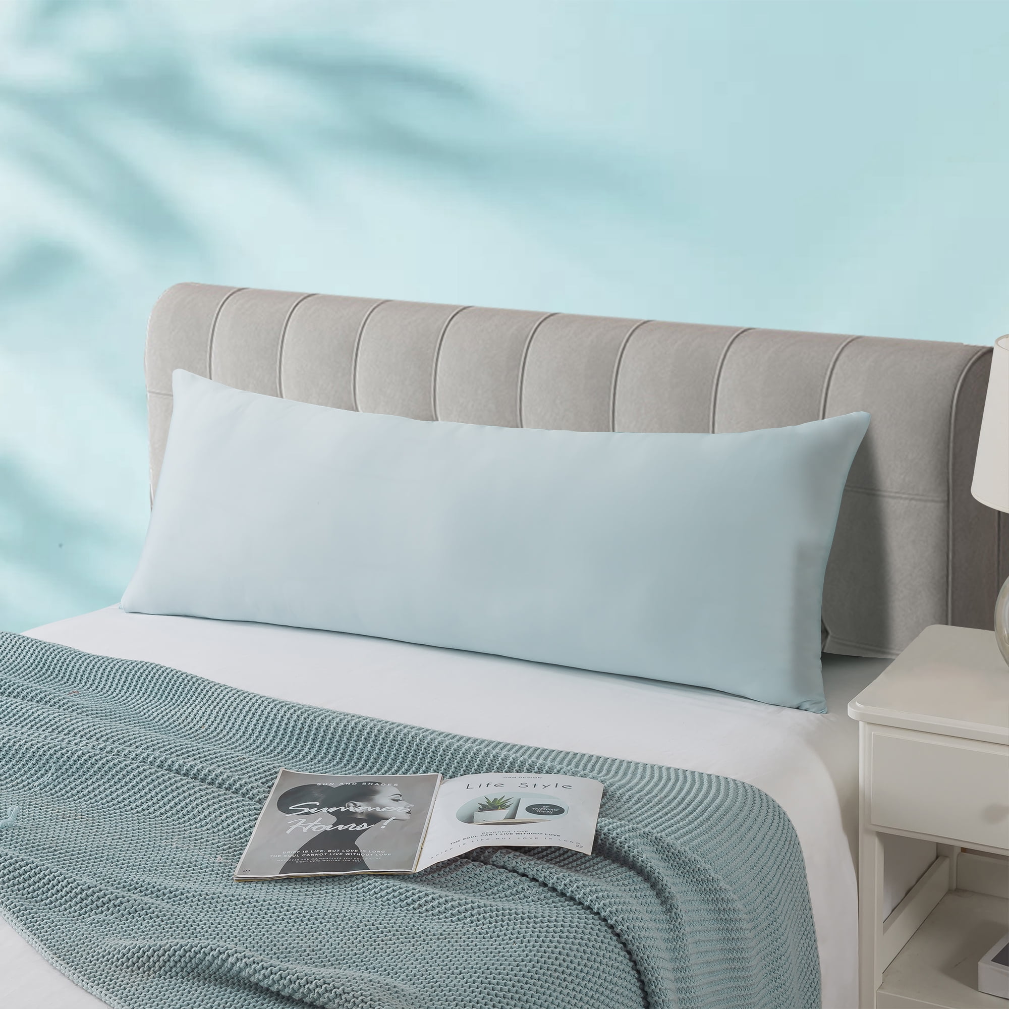 "Cooling Body Pillow Case with Zipper, Long Cover for Adult Bed, Light ...