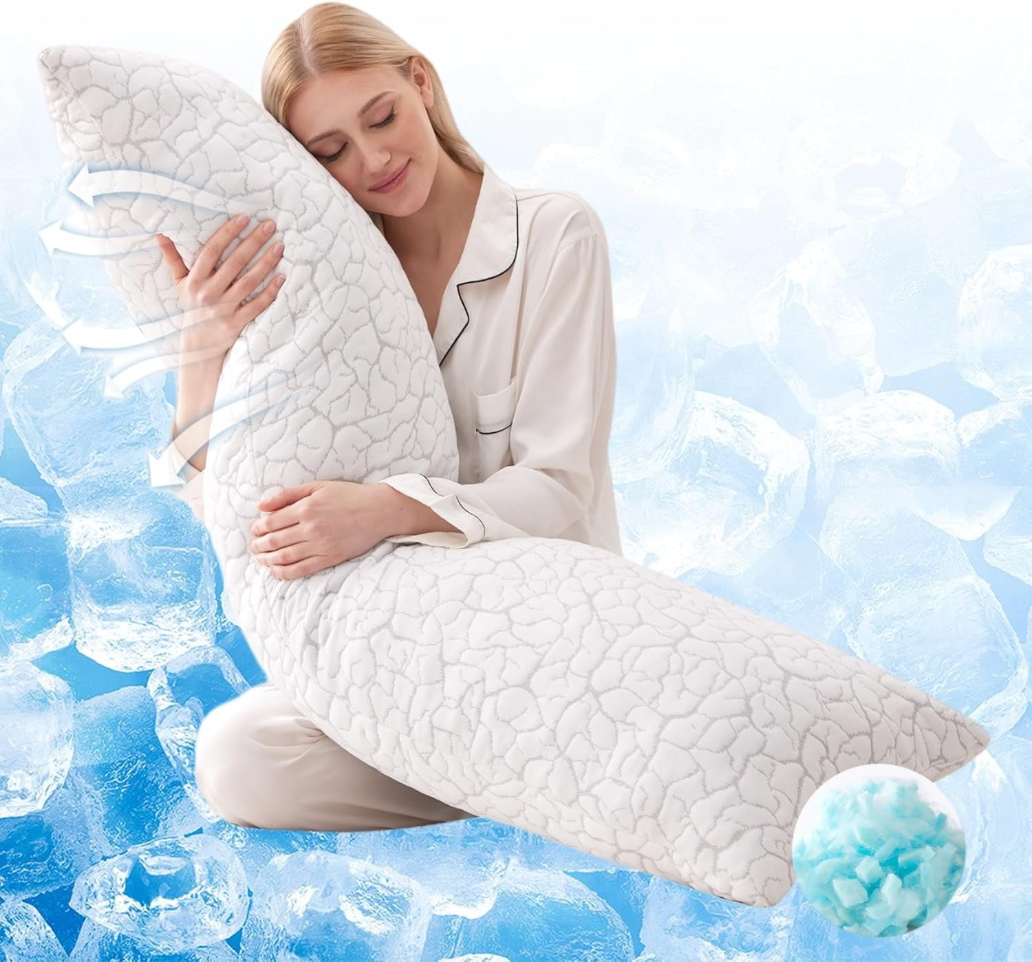 Cooling Body Pillow, Shredded Memory Foam Full Body Pillow with ...