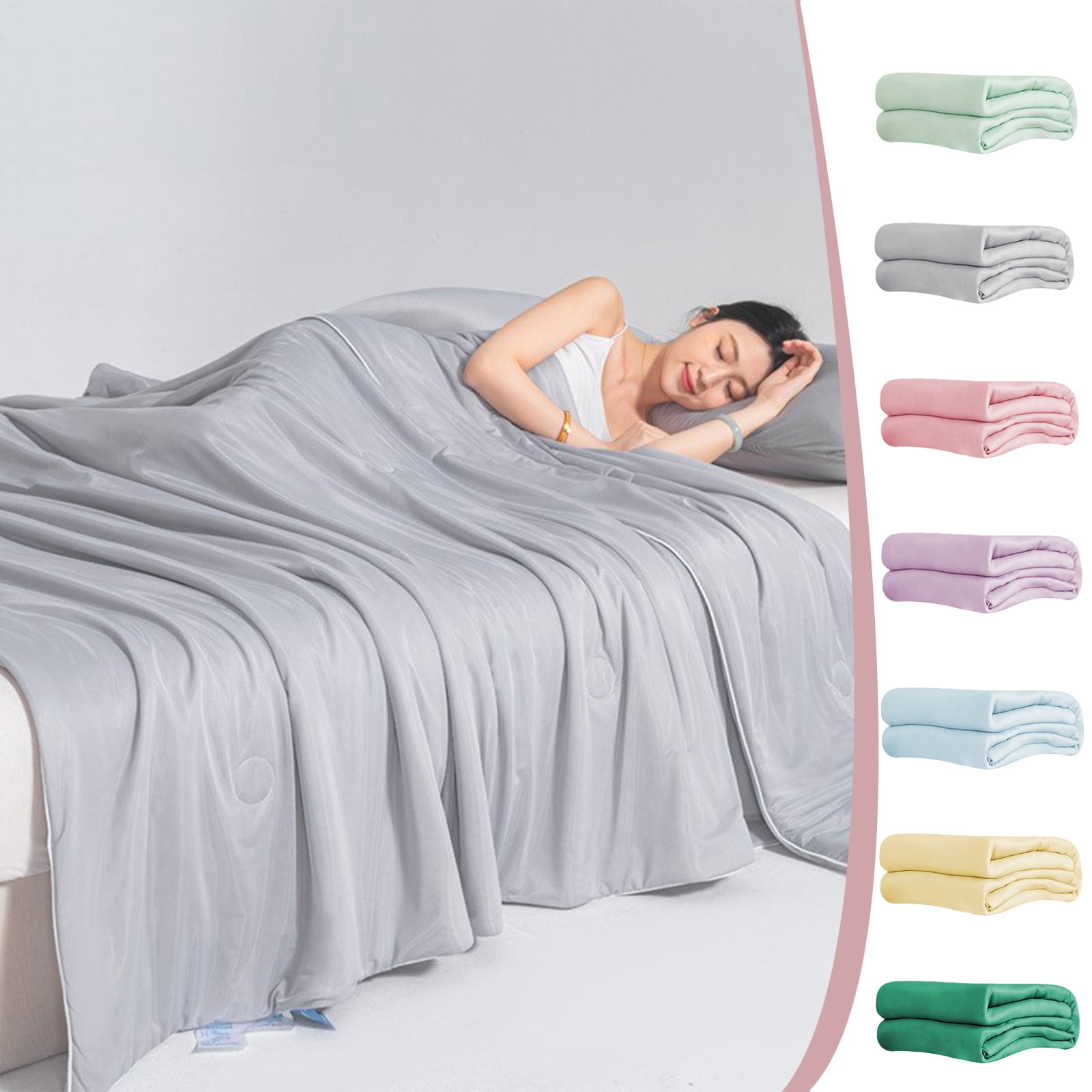 Cooling Comforter,Comforters Queen Size,Cool Feeling Skin Friendly Solid Color Washed Cotton ...