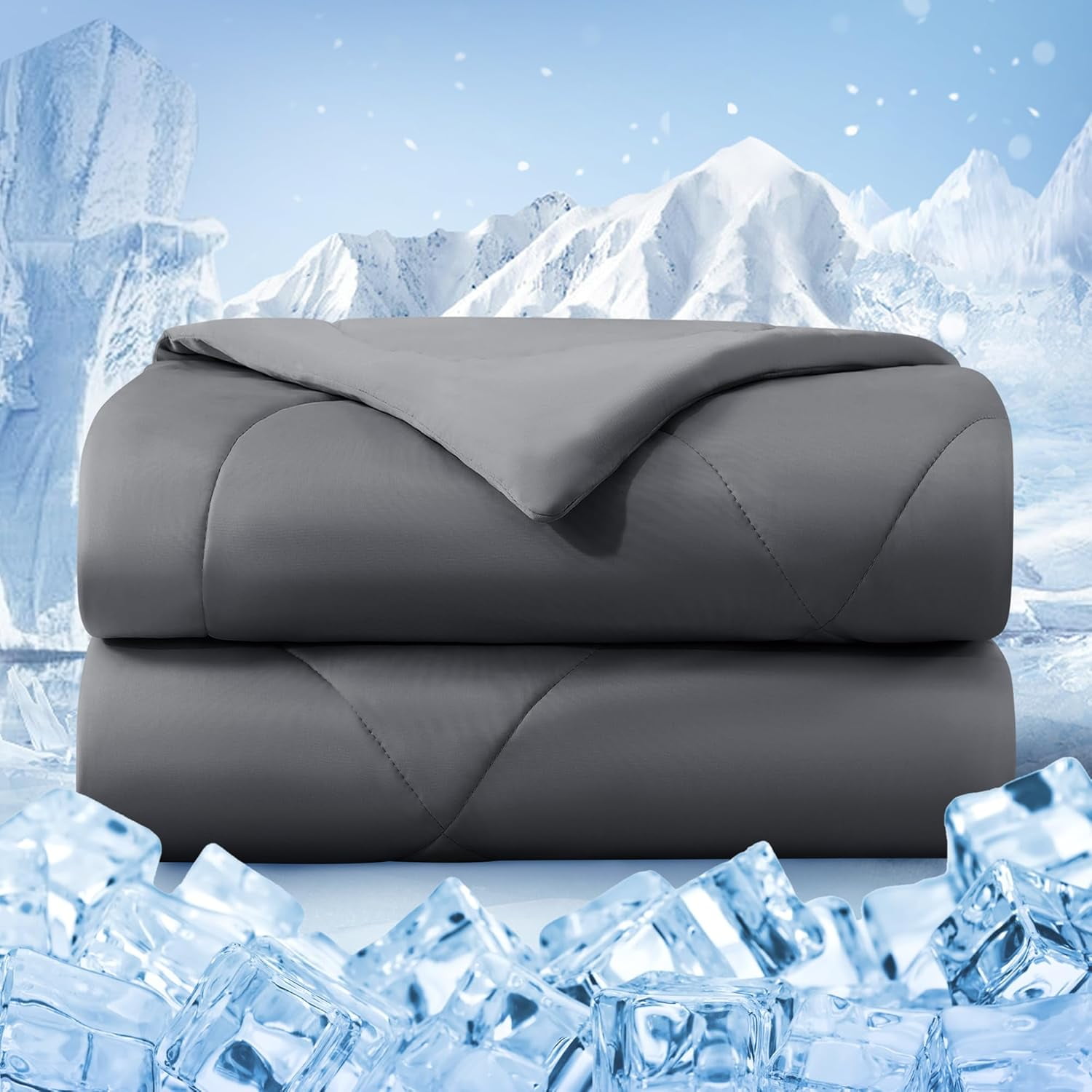 Cooling Comforter Queen Size, Double-Sided Cold Tech Fabric Quilted Bed ...