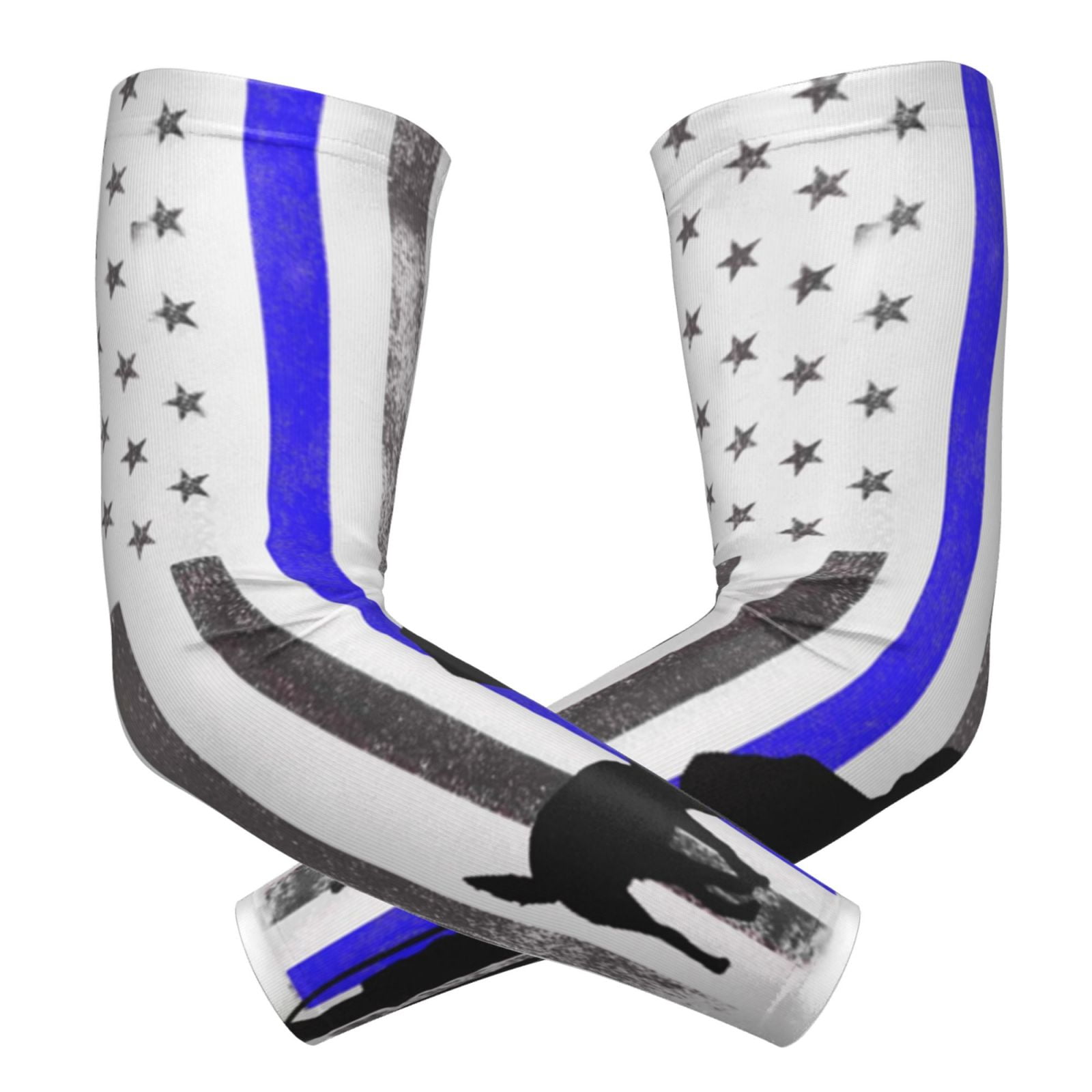 Cooling Compression Arm Sleeves Police Blue Line Flag Sun Protection ...
