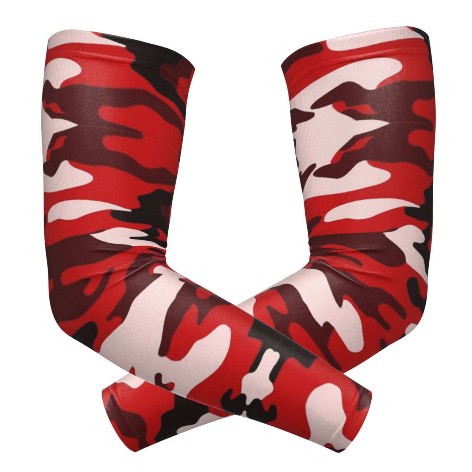 Cooling Compression Arm Sleeves Red Camouflage Sun Protection Sport Arm ...