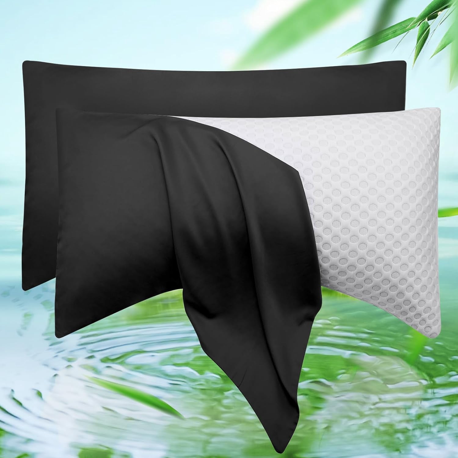 Cooling Crescent Pillow Cases Queen Size Set of 2 - Rayon Derived from ...