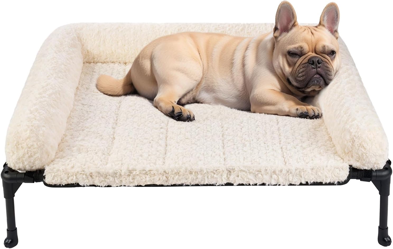 Cooling Elevated Dog Bed Add Removable Deluxe Rose Plush Bolster ...