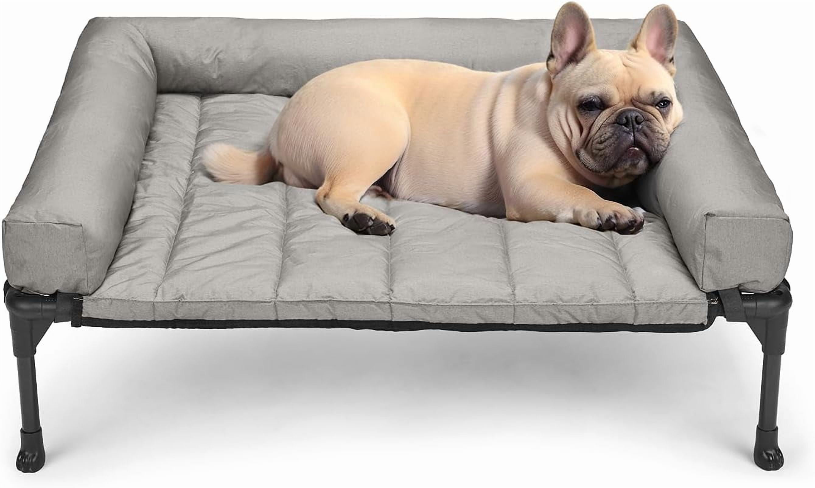 Cooling Elevated Dog Bed Add Removable Waterproof Bolster Cushion Mat ...