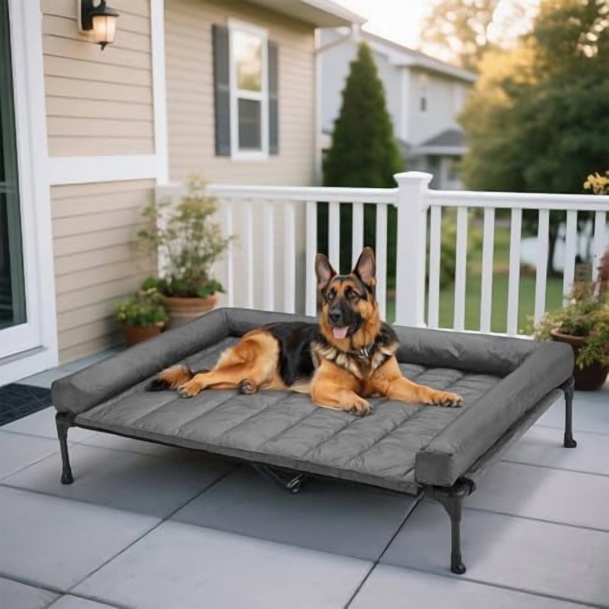 Cooling Elevated Dog Bed Add Removable Waterproof Bolster Cushion Mat ...