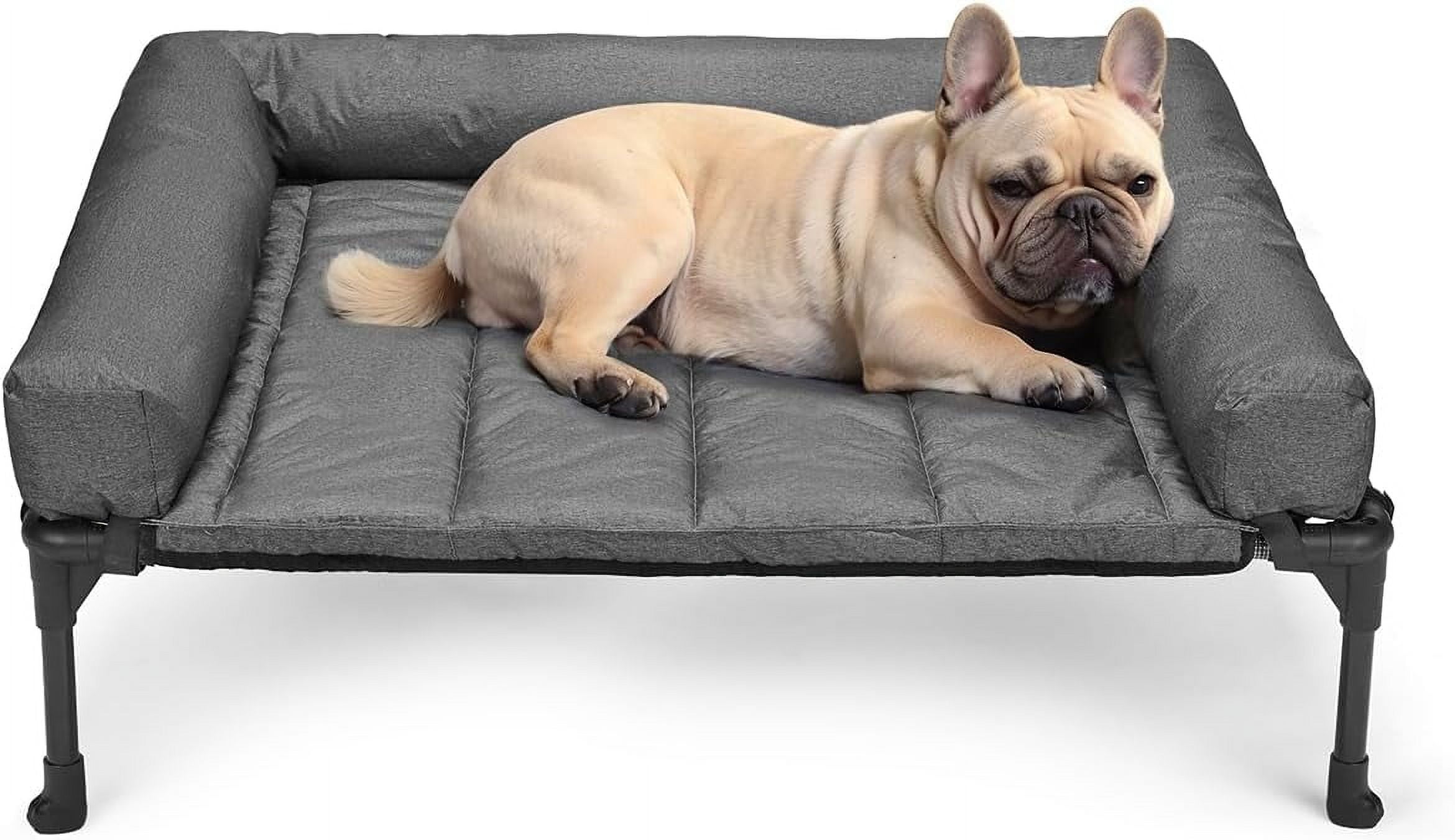 Cooling Elevated Dog Bed Add Removable Waterproof Bolster Cushion Mat ...