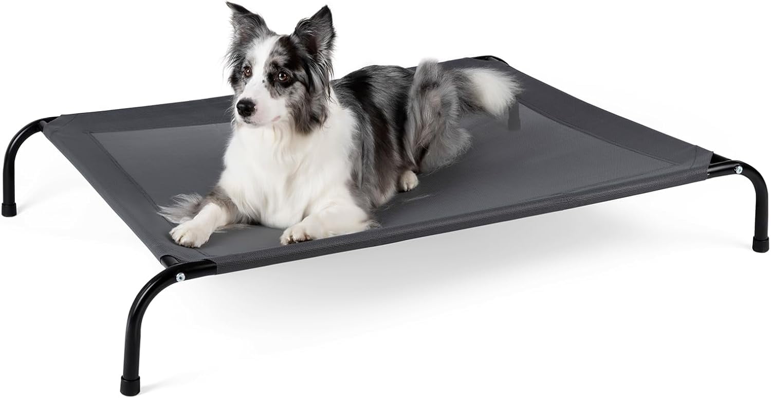Cooling Elevated Dog Bed Cot for Medium Dogs, Outdoor Raised Dog Bed ...