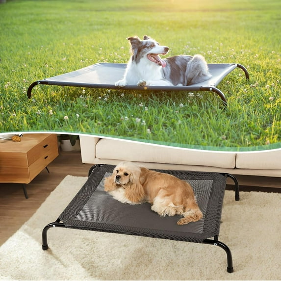 Cooling Elevated Dog Bed with Non-Slip Floor Protectors & Breathable ...