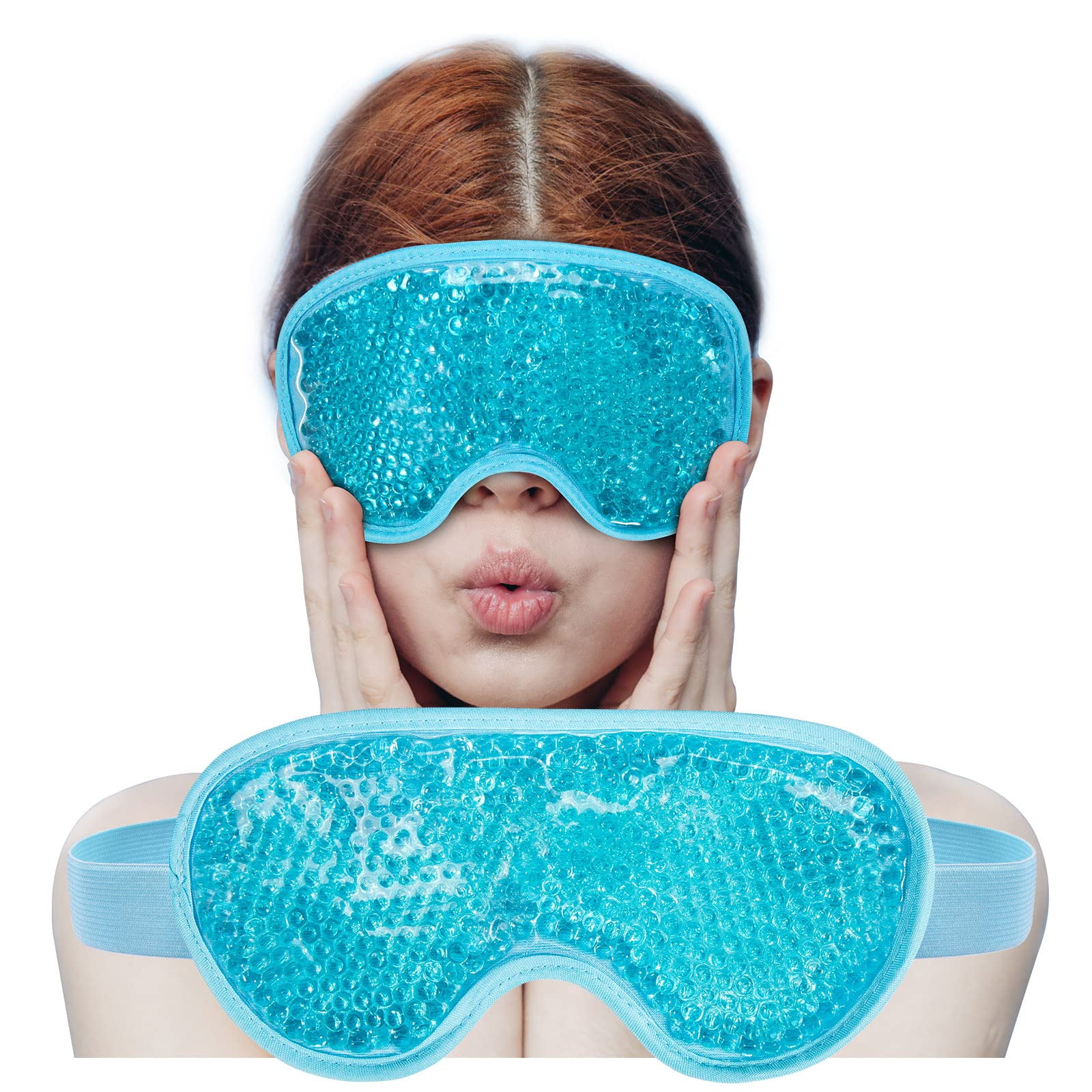 Cooling Eye Mask with MMF7 Gel Bead, Reusable Cold Compress Ice Pack ...