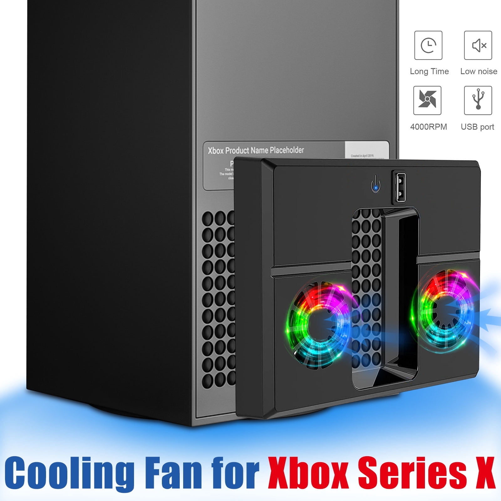 Cooling Fan Fit for Xbox Series X, USB External RGB Cooling Fan, Ultra ...