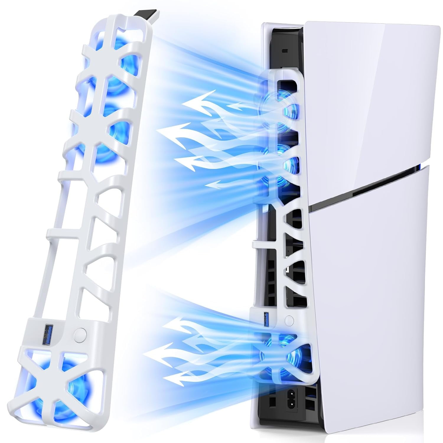 Cooling Fan for PS5 Slim Accessories with LED Light-Klipdasse USB 3.0 ...