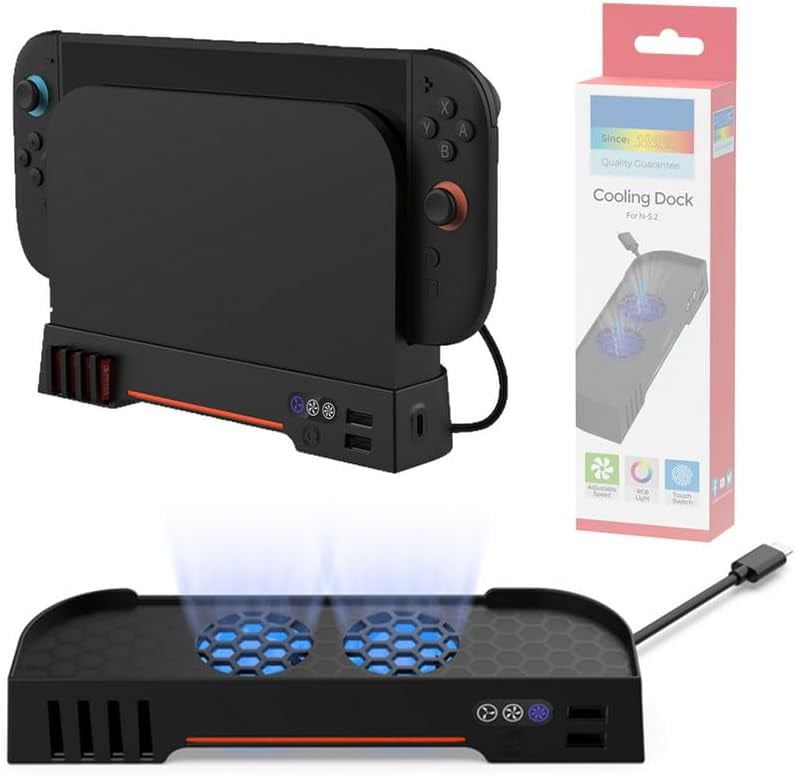 Cooling Fan for Switch 2 2025，Charging Base Cooling Bracket Dual Fan ...