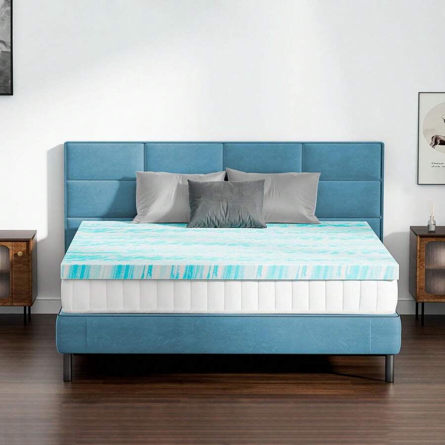 Cooling Gel Memory Foam Mattress Topper - Pressure Relief & Back Pain ...