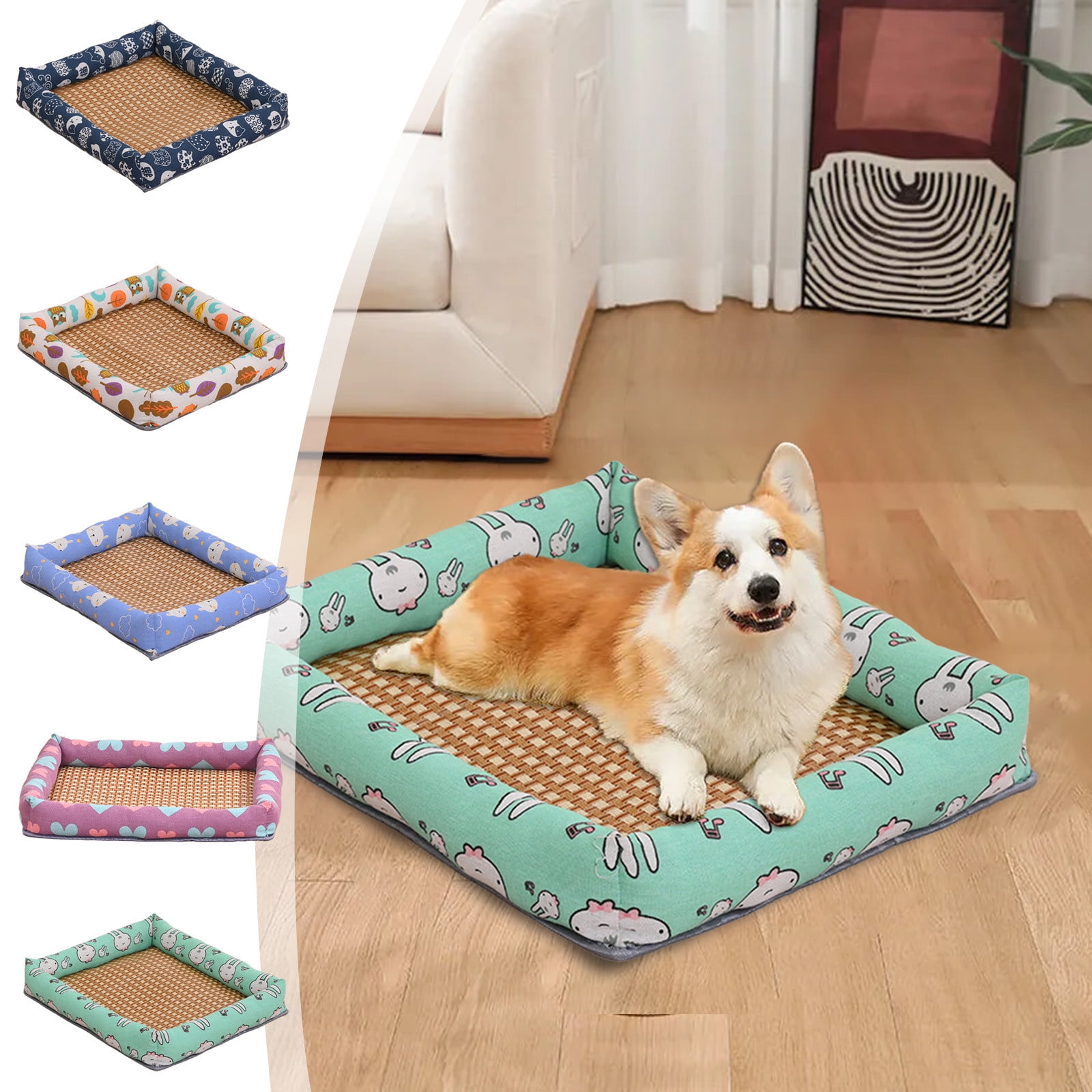Cooling Mat for Dogs Rattan Mat Pet Cooling Mat For Dogs Cats Ice Silk ...