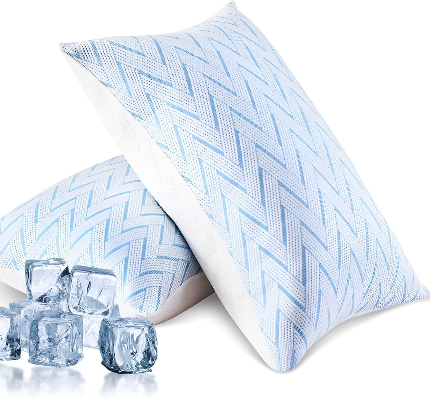 Cooling Memory Foam Pillows Queen Size Set of 2 Adjustable Medium ...