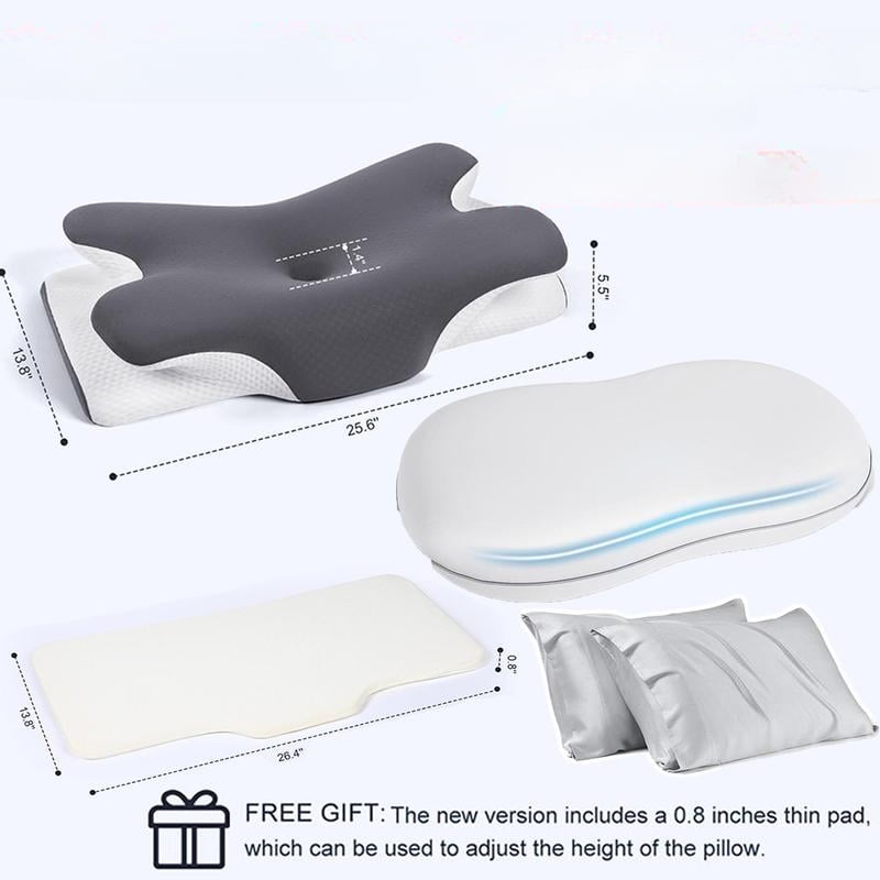 Cooling Memory Neck Pillow, Adjustable Ergonomic Memory Foam Neck ...