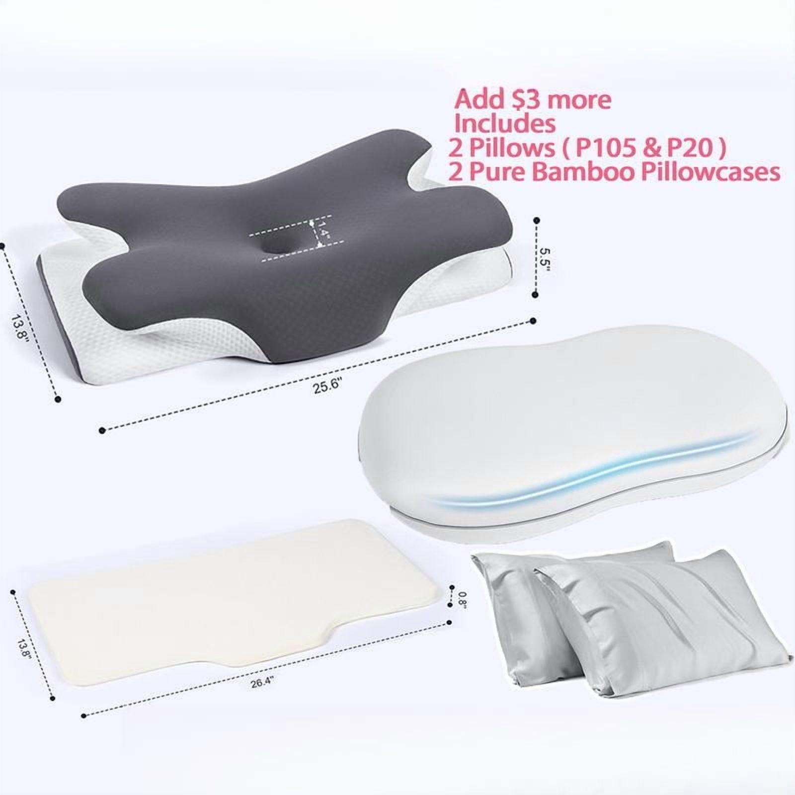 Cooling Memory Neck Pillow, Adjustable Ergonomic Memory Foam Neck ...