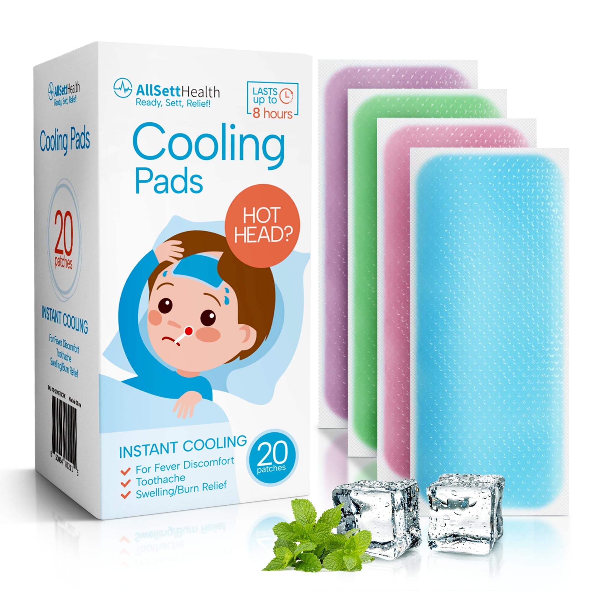 All Sett Health Cooling Patches for Kids, 20-Pack Fever Reducing Strips ...