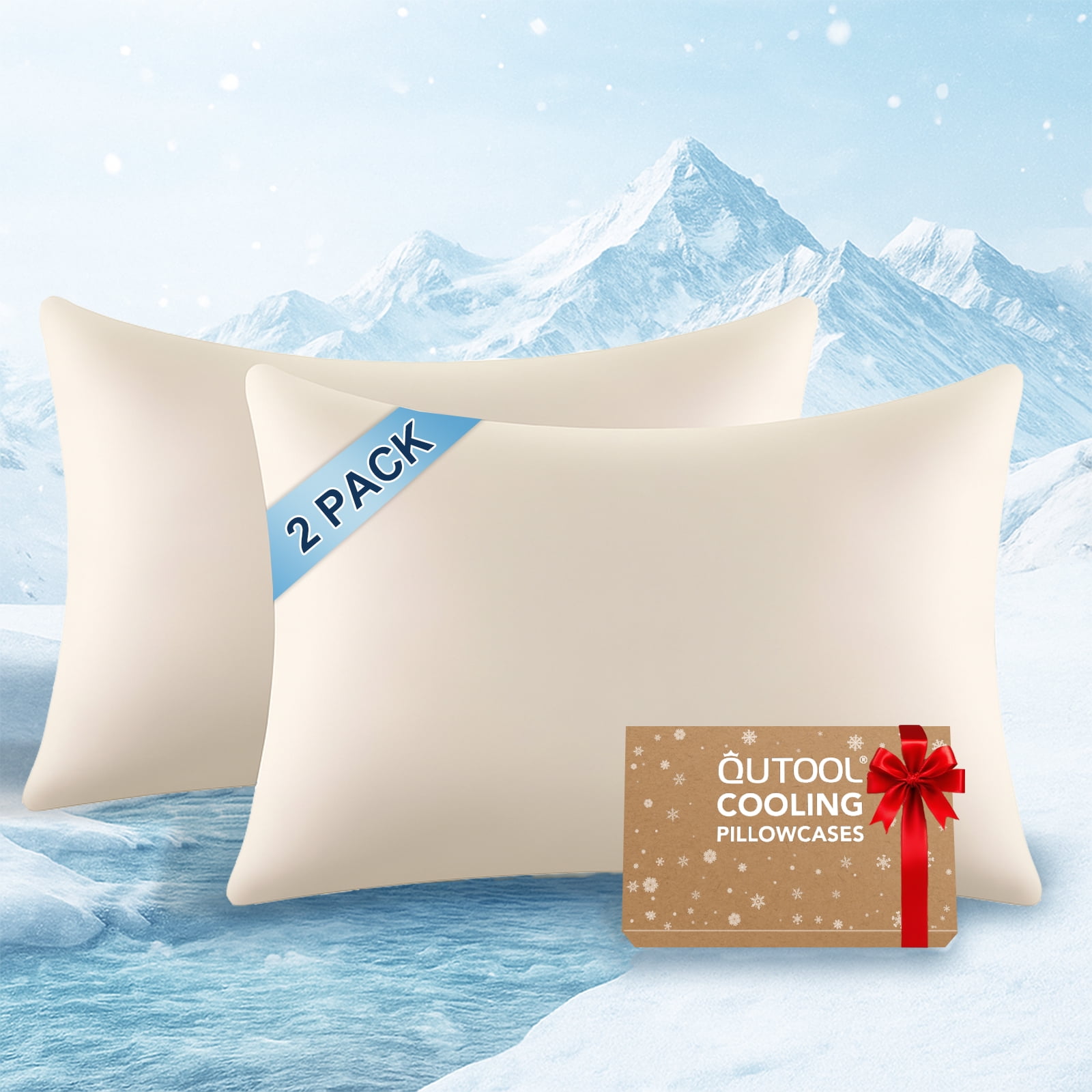Qutool Cooling Pillowcases King Size Set of 2 Pack, Silky Pillow Cover ...